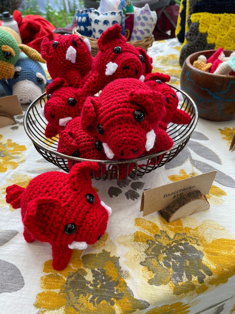 MINI Crochet Stuffed Razorback | Handmade Arkansas Hog Plush | Football ...