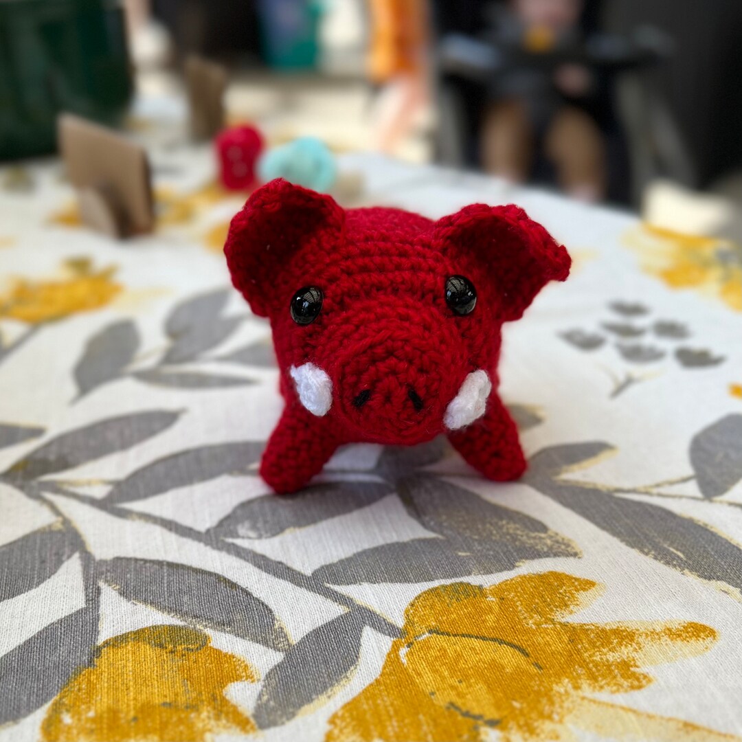 MINI Crochet Stuffed Razorback | Handmade Arkansas Hog Plush | Football ...