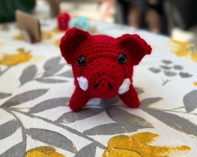MINI Crochet Stuffed Razorback | Handmade Arkansas Hog Plush | Football ...