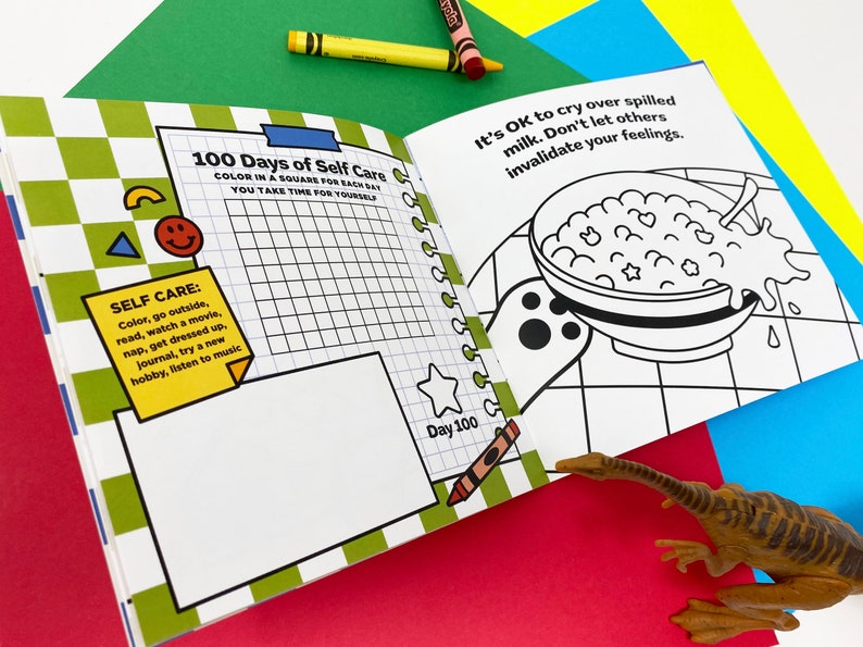 Kidcore Self Care Kit Coloring Book Notepad Stickers Mini - Etsy