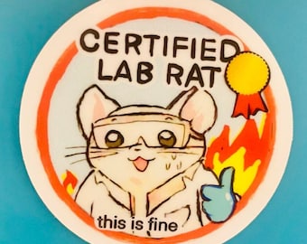 Lab Rat in A White Lab Coat Sticker, Sticker for Water Bottles, Laptop ...
