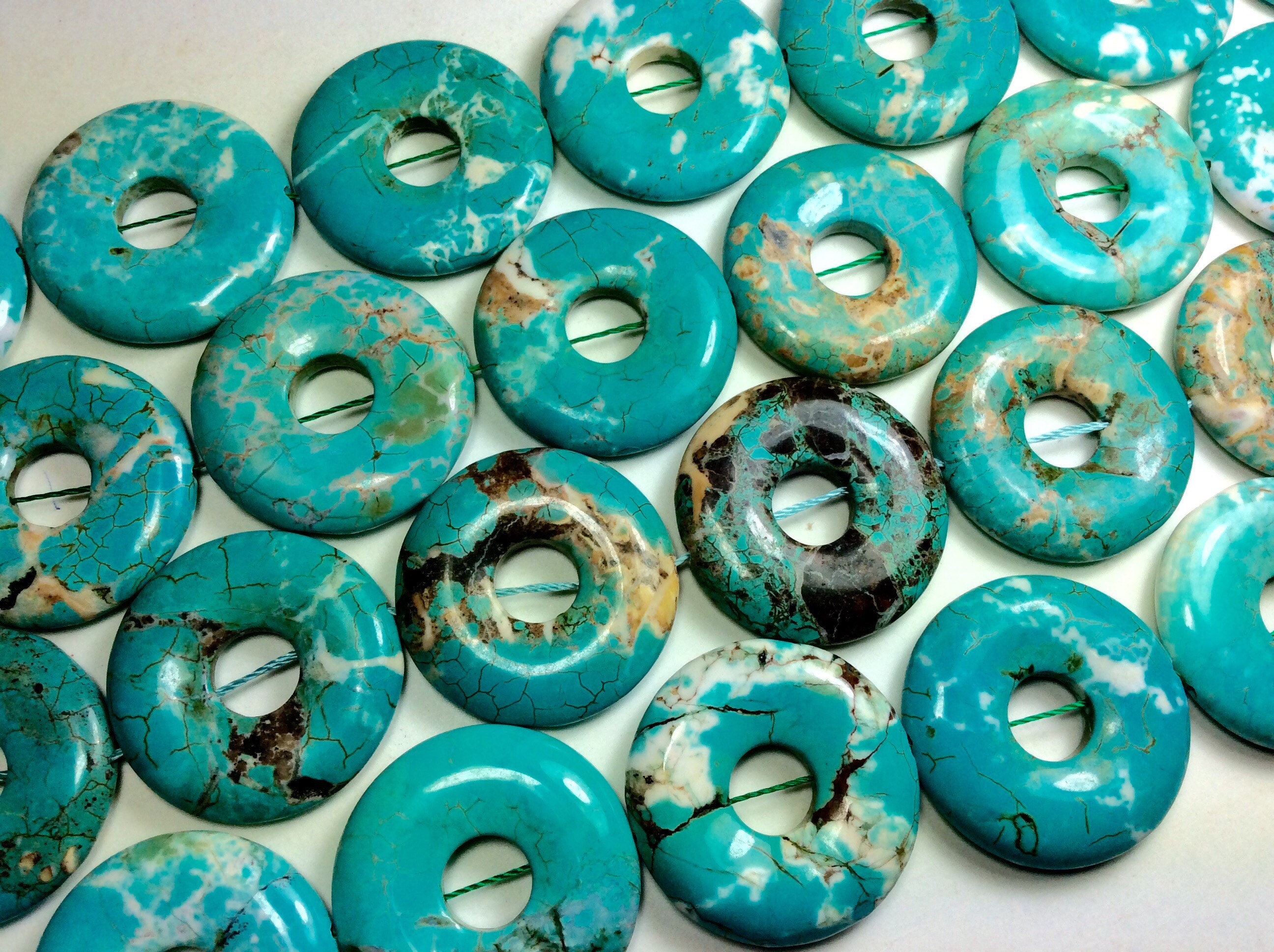 Tibetan Turquoise Donuts. 30mm or 35mm Donuts, Central Hole 10mm ...