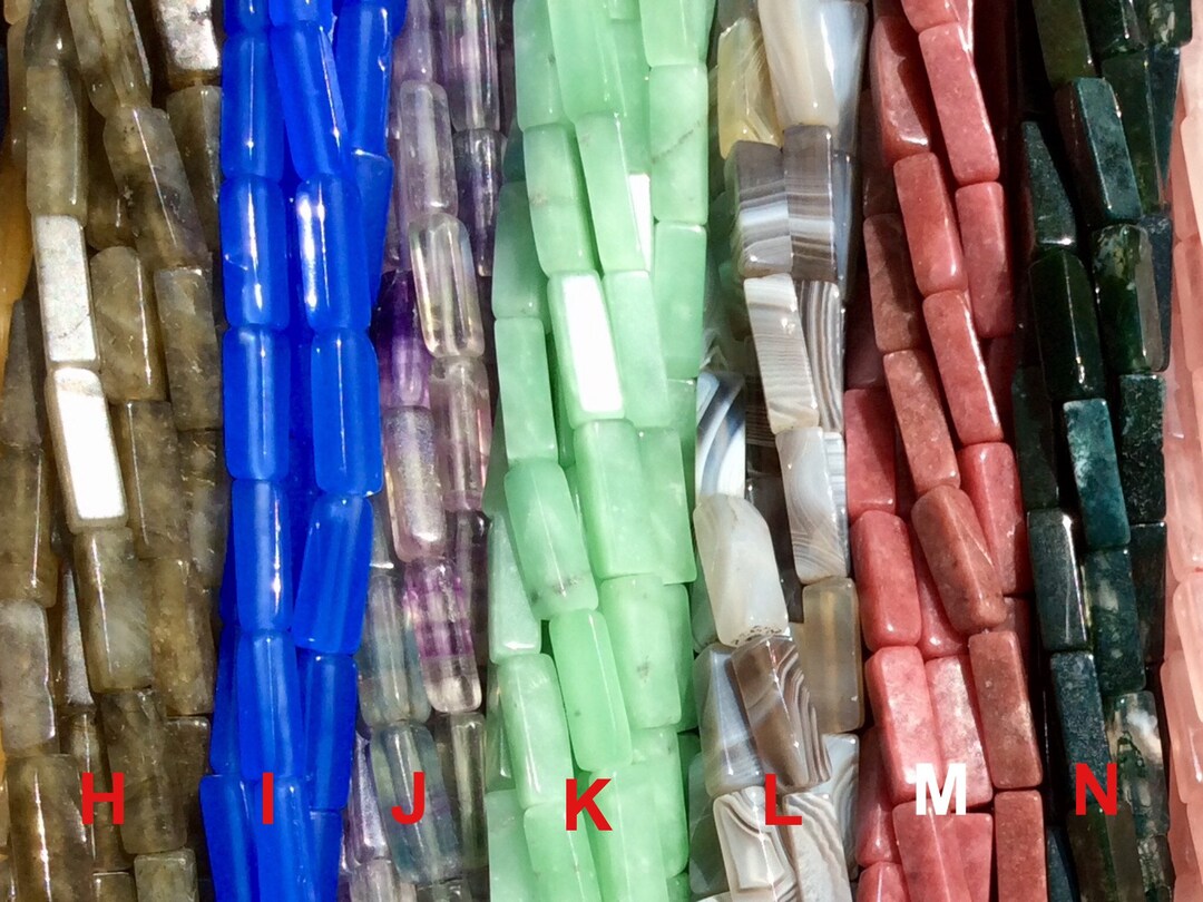 Gemstone Square Tube Bead, 4x13mm, Multiple Stones( 21 Options), 1 Mm ...
