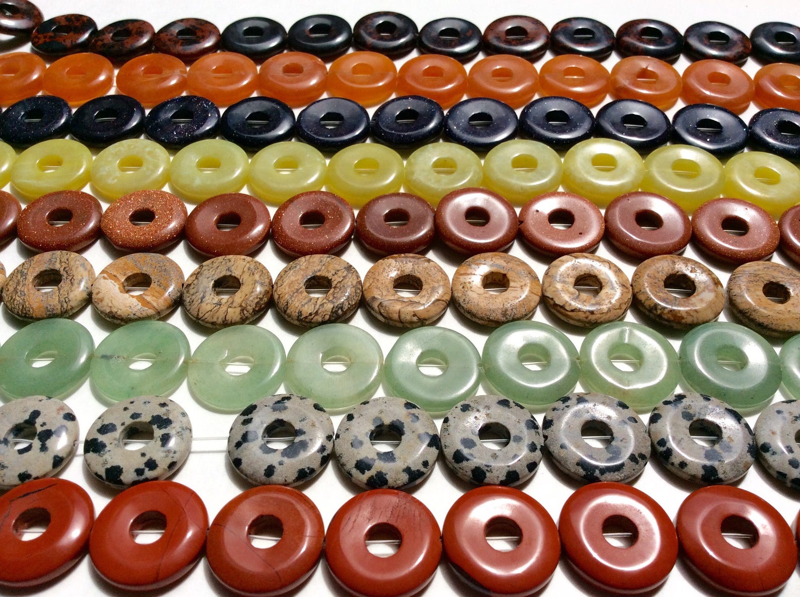 Gemstone Donuts, Mini-donut Beads, Size 8mm, Central Hole 2.5-3mm, Side ...