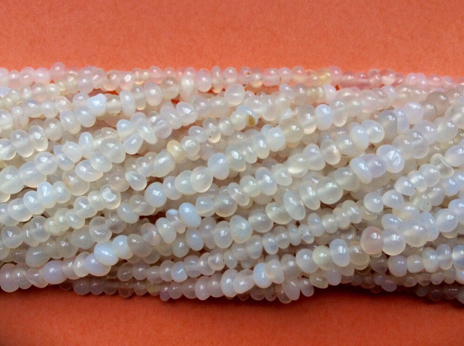 Milky Agate, White Agate, Ice Agate, Gemstone Beads. Small Pebble Beads ...