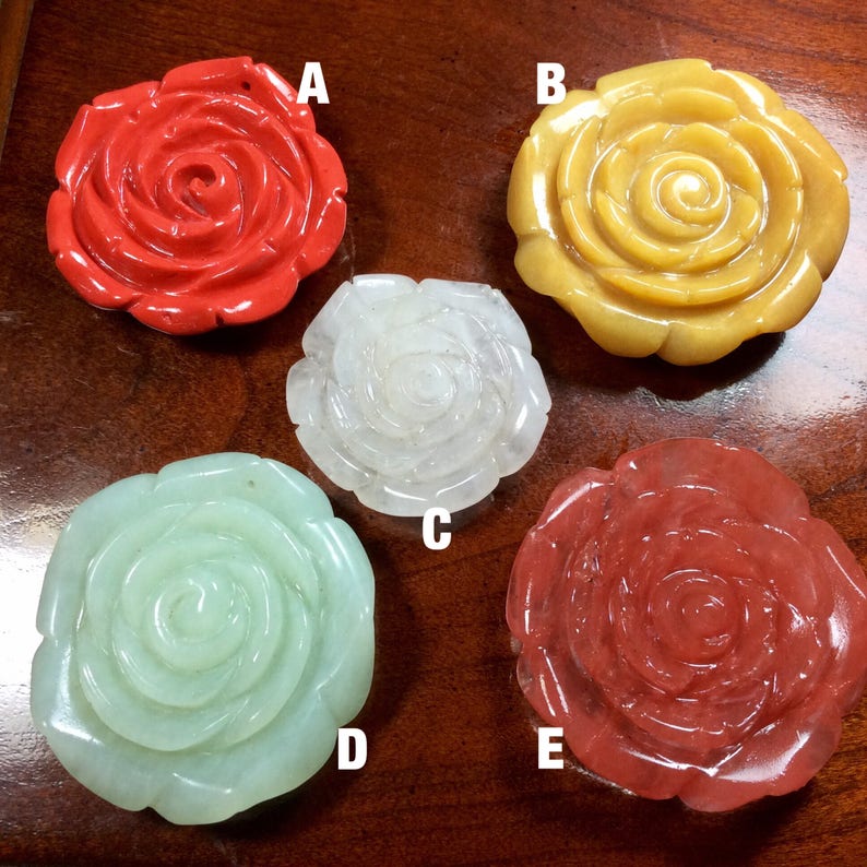 Carved Stone Flowers, Hand Carved Stone Roses, Gemstone Flowers ...