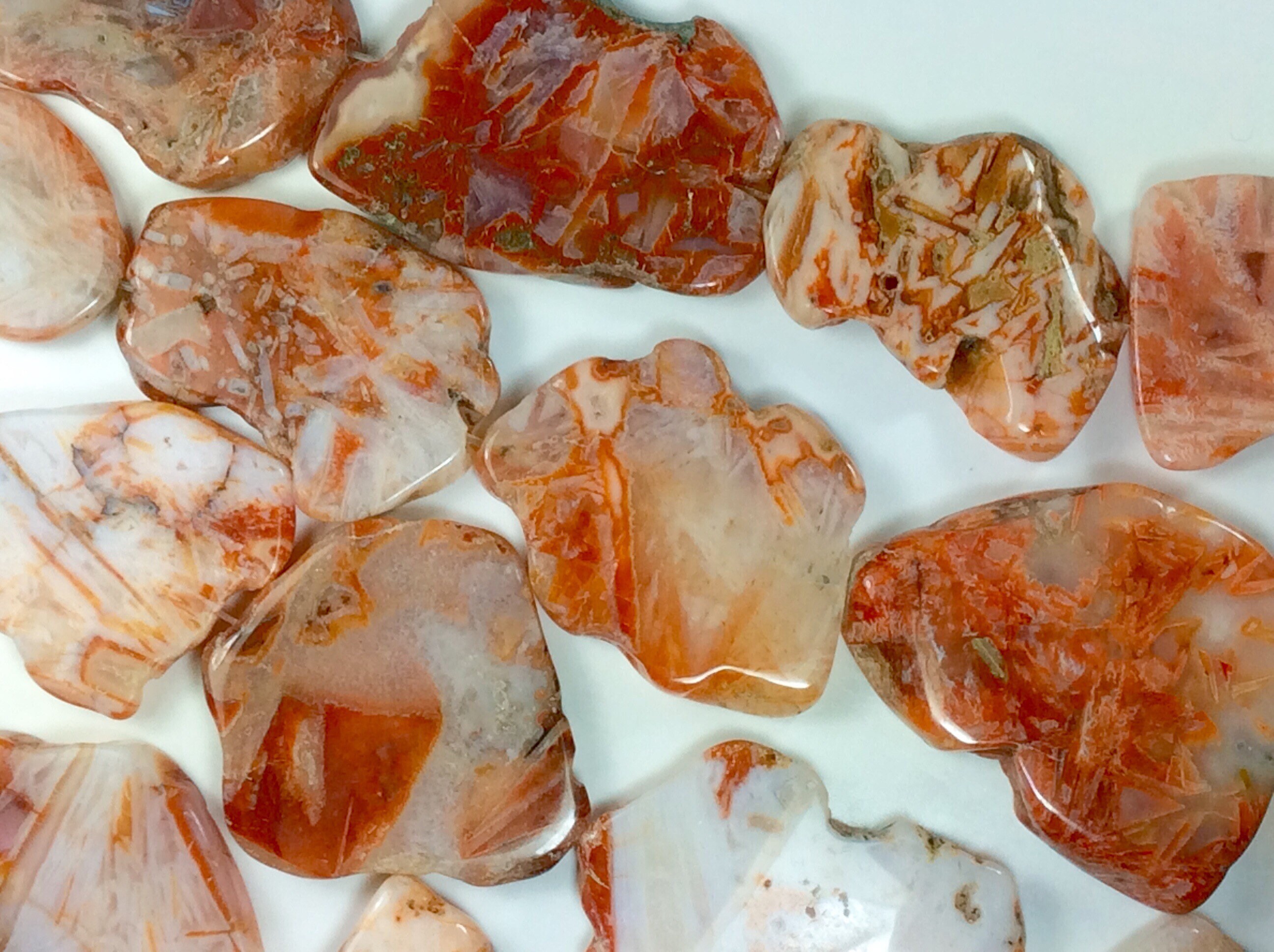 Natural Salmon Stone (feldspar Crystal), Graduated Sliced Gem Strand ...