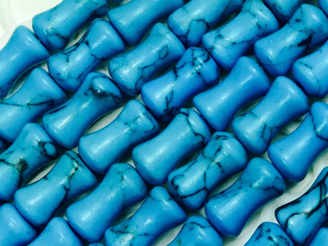 Blue Howlite Matrix Turquoise. Gemstone Beads, 4x8mm Dog Bonds, 15 ...