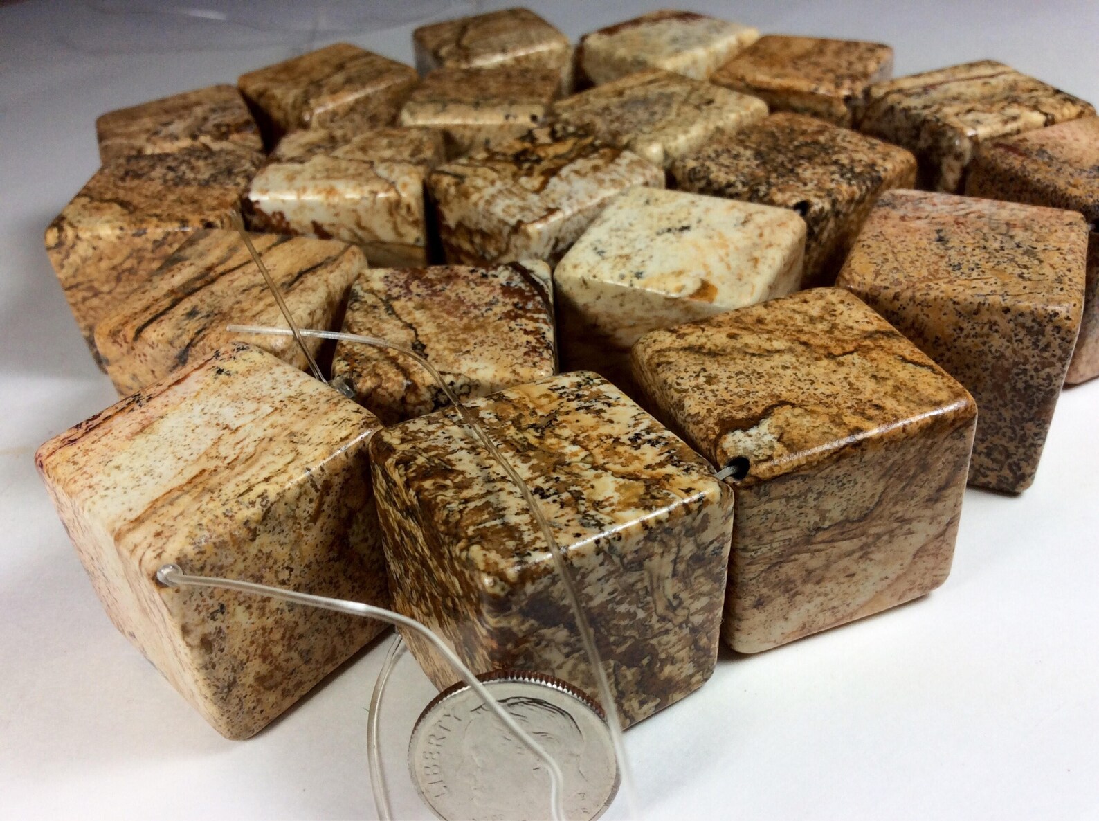 Picture Jasper, Gemstone Cube Beads, Unusual Beads, 23mm Big Cubes ...