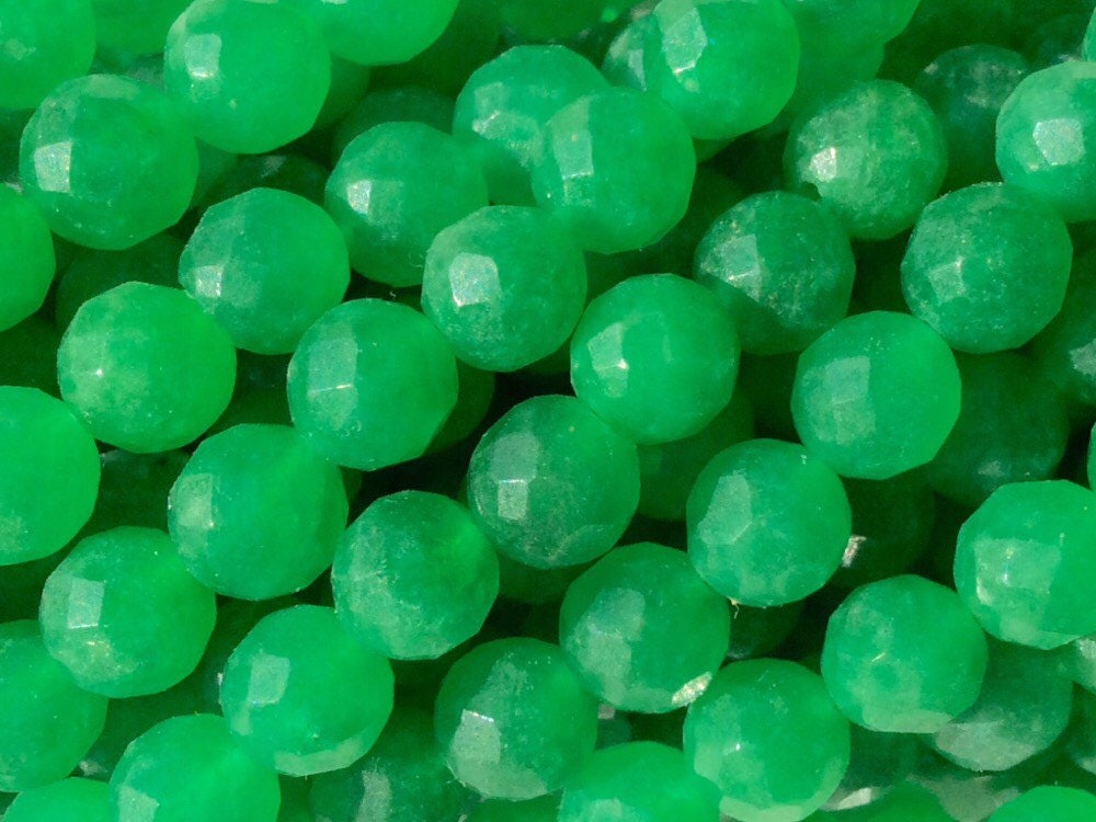 Malaysian Jade, Faceted Round Bead, Hand Cut, 6mm, 8mm or 10mm, 15 ...