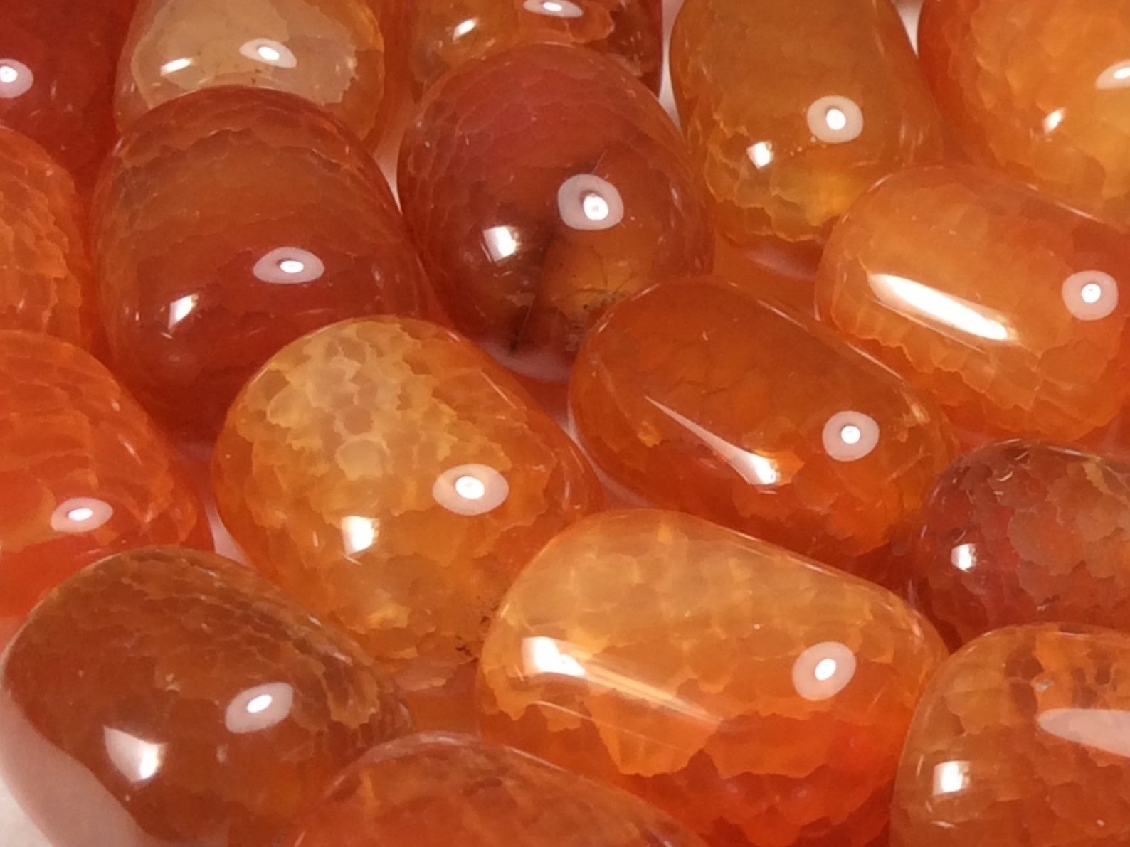 Red Agate, Fire-crackle Fancy Drum Bead, （12-15)x(15-20)mm, 14.5 ...
