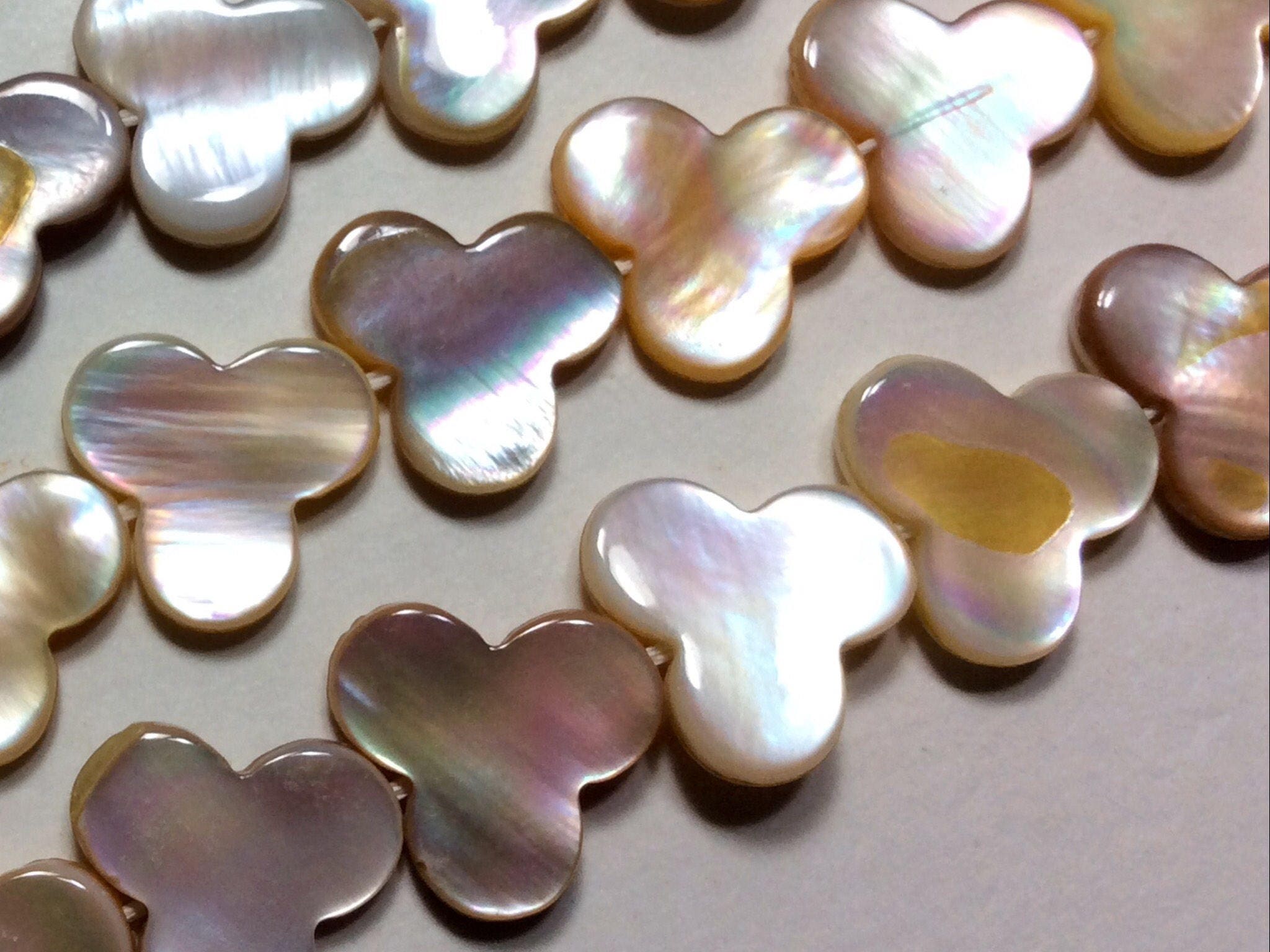 Mother-of-Pearl Golden Lip Shell Beads 11 mm Three Leaf | Etsy