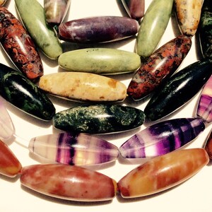 Gemstone Beads, Semi Precious Stones. 10x30mm Long Rice Bead, Smooth ...