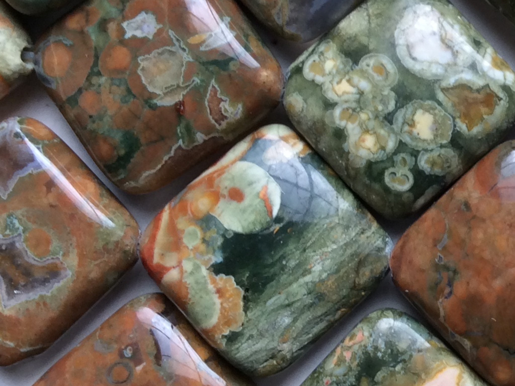 Rhyolite Jasper rainforest Jasper Puffy Diamond Bead. - Etsy