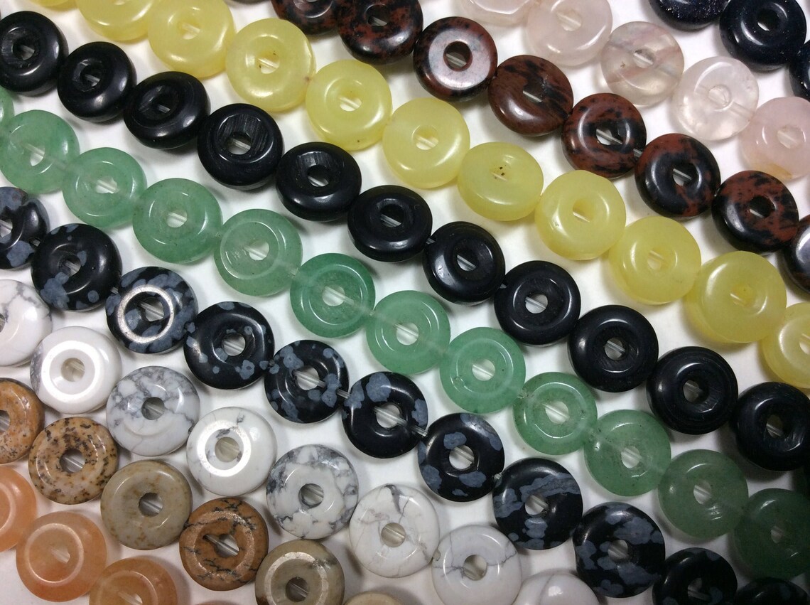 Gemstone Donuts, Mini-donut Beads, Size 8mm, Central Hole 2.5-3mm, Side ...