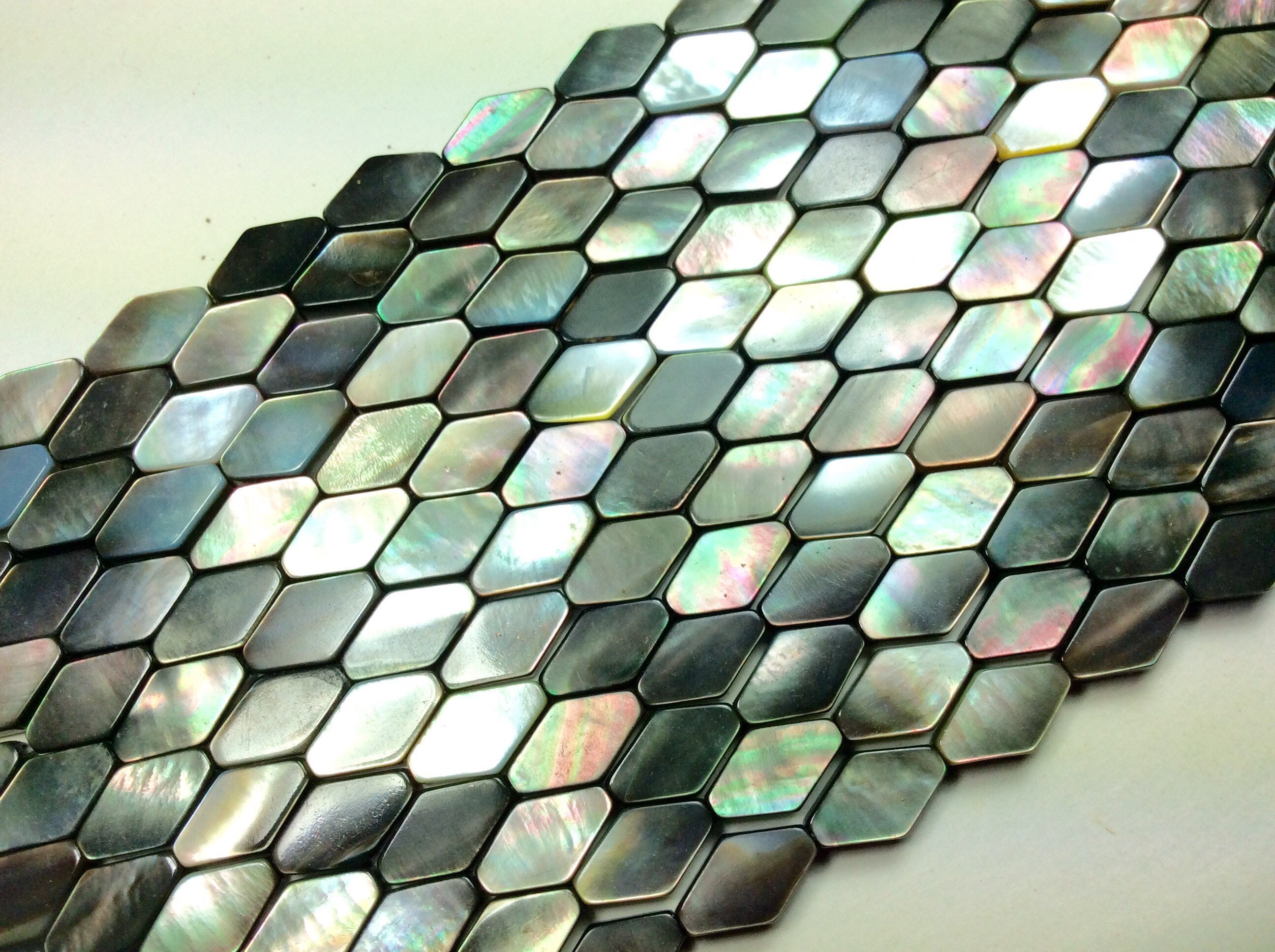 Mother-of-pearl, Black Lip Shell Beads, Organic Beads , 8x12mm Rhombus ...