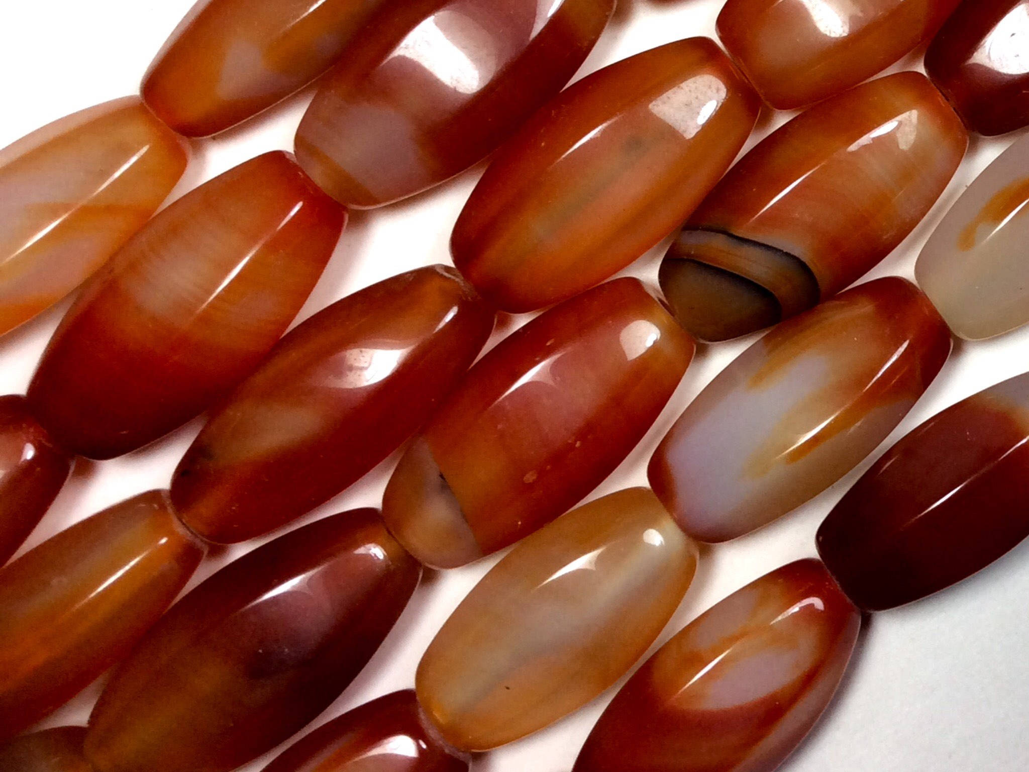 Agate, Faceted Rice Bead, Two Color Options, 12x25mm, 14" Strand, 2mm ...