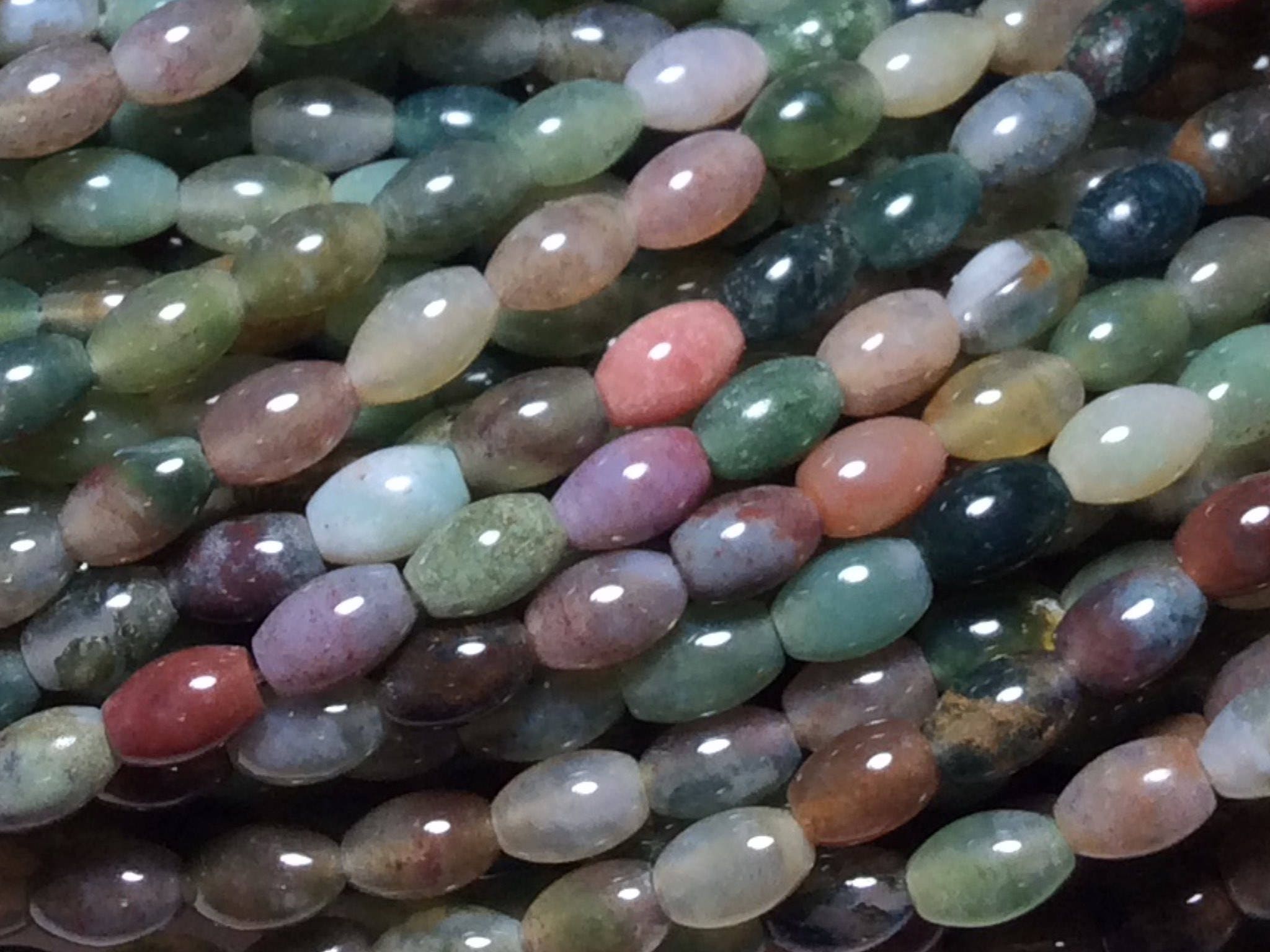 Fancy Jasper Smooth Rice, 4x6 or 6x8mm, 15 Strand approx 48 or 62 ...