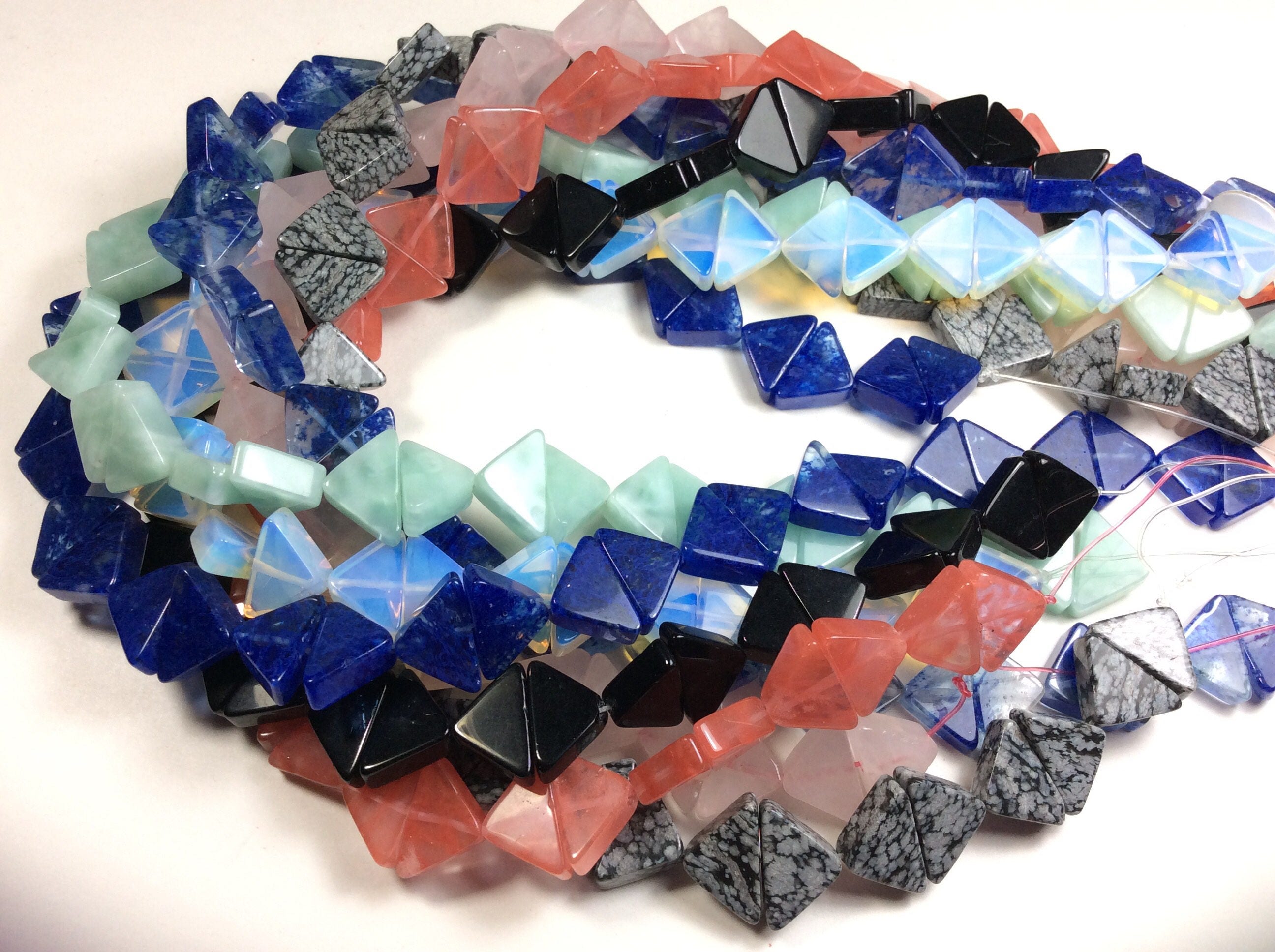 Multiple Gemstone, Isosceles Triangle Beads, 13x17mm, Thick 5mm, 1mm ...