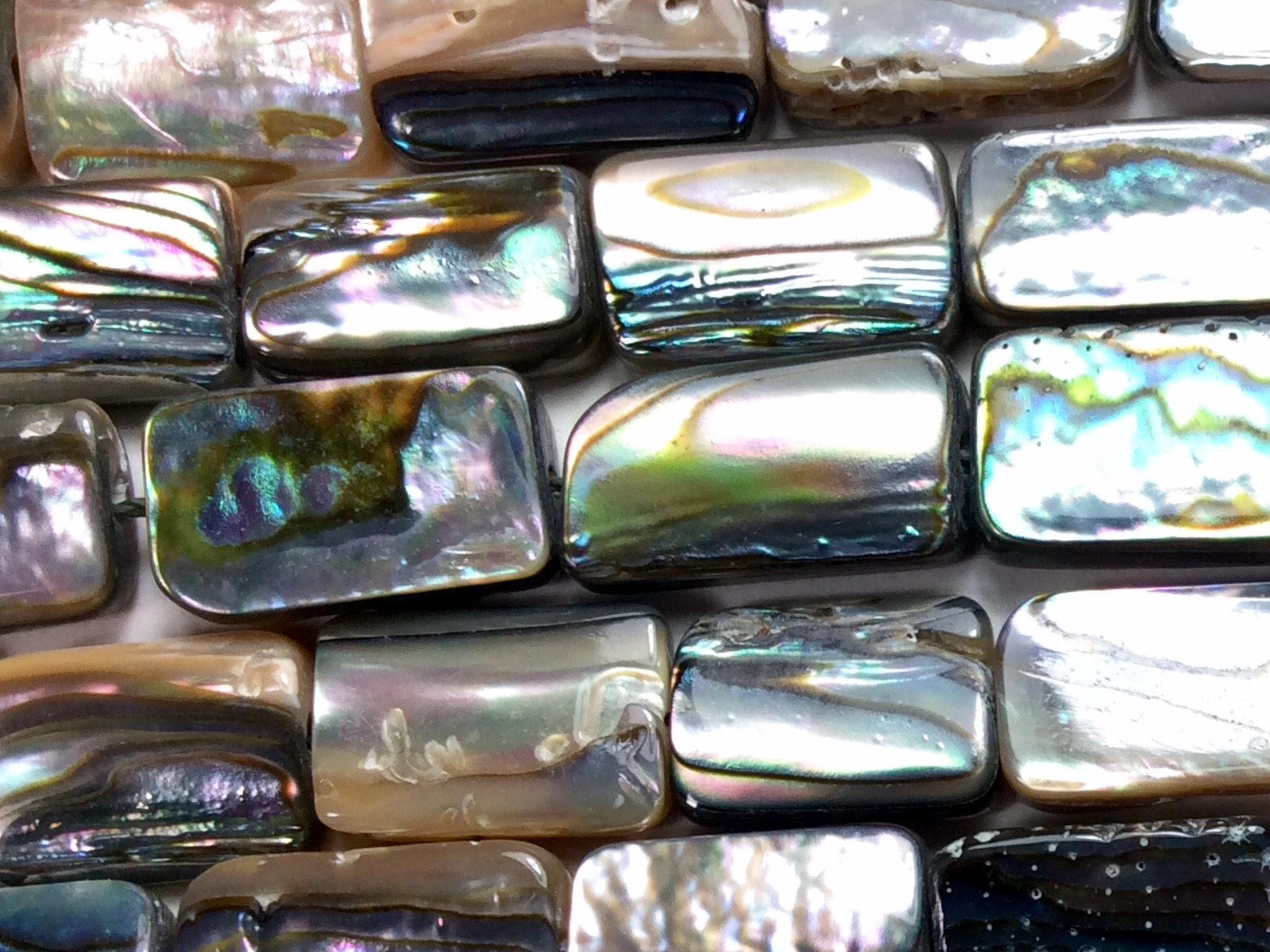 Abalone Shell Beads, an Organic Bead. Rectangle, 7x9mm-10x13mm, 1mm ...