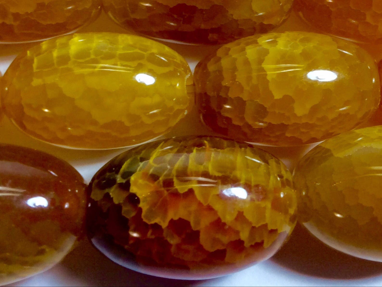 Amber Agate Fire-Crackle Fancy Rice bead 15x30mm One foot | Etsy