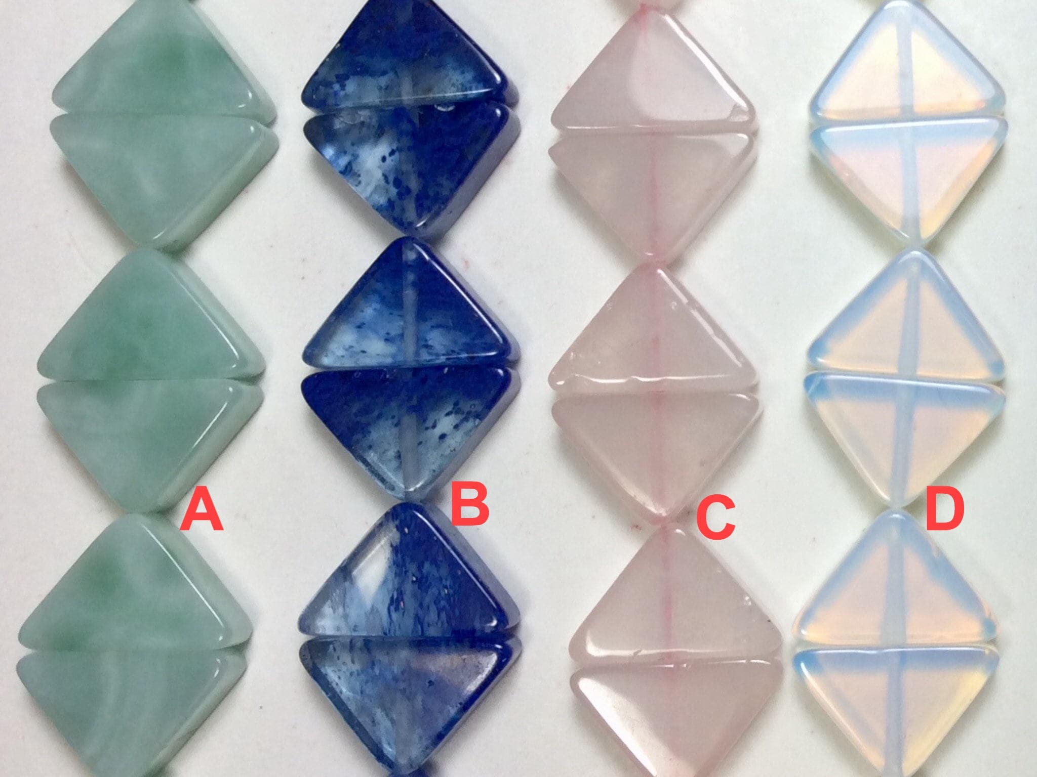 Multiple Gemstone, Isosceles Triangle Beads, 13x17mm, Thick 5mm, 1mm ...