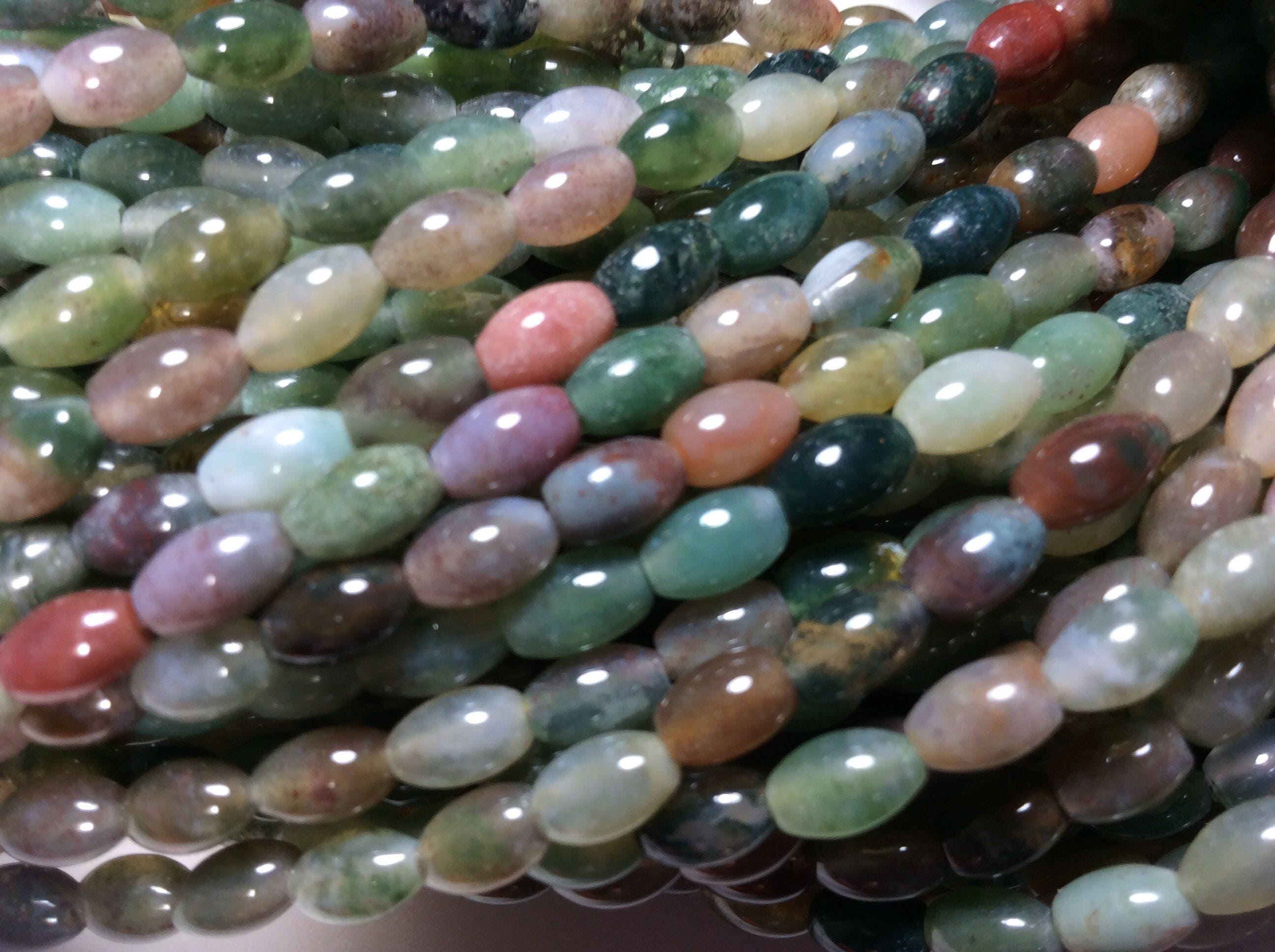 Fancy Jasper Smooth Rice 4x6 or 6x8mm 15 strand | Etsy