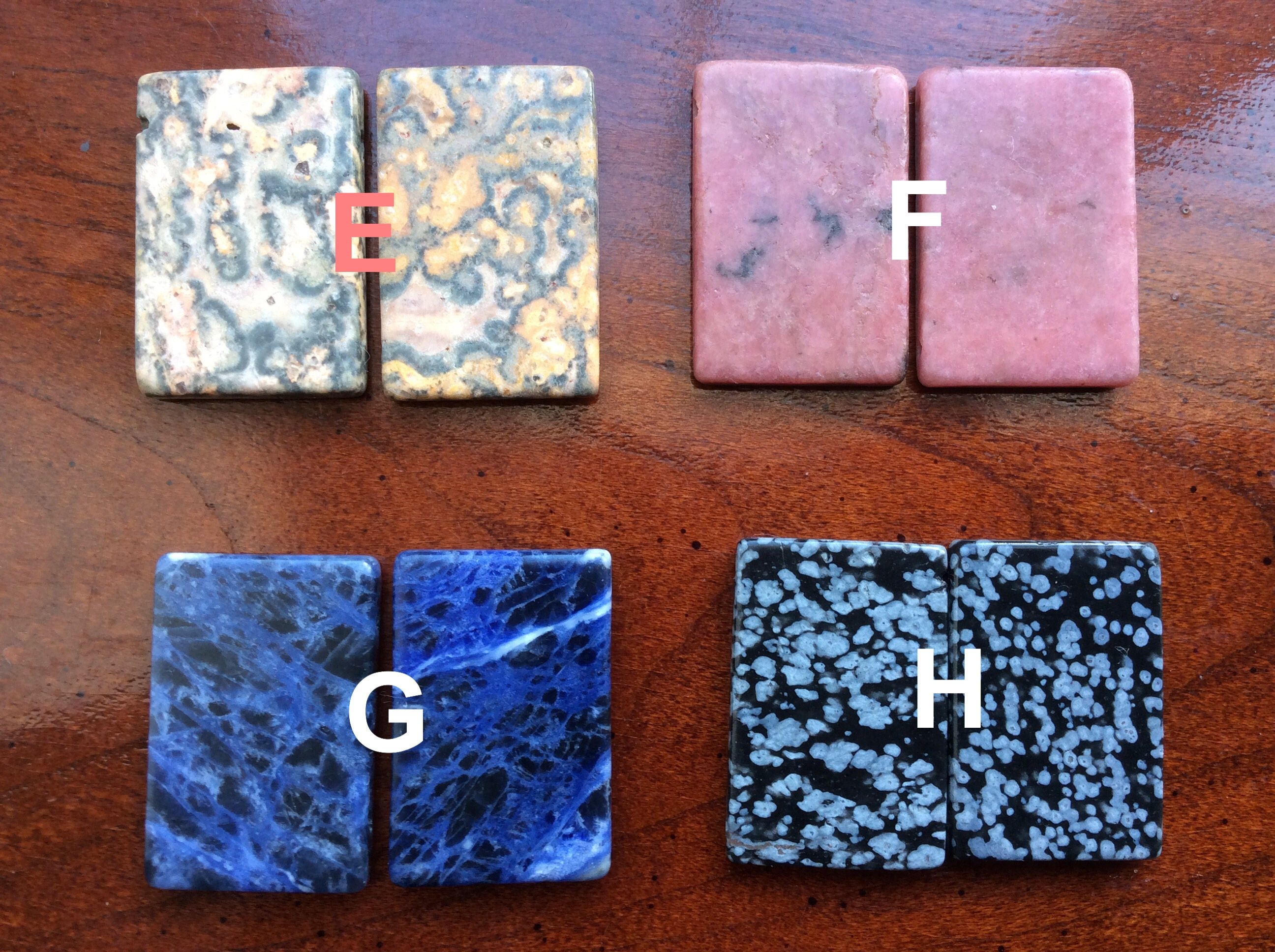 Flat Rectangle Beads, Gemstones, Fully Double Drilled, Double Side ...
