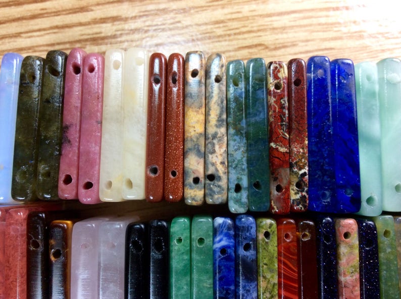Flat Rectangle Beads Gemstones Fully Double Drilled Double - Etsy