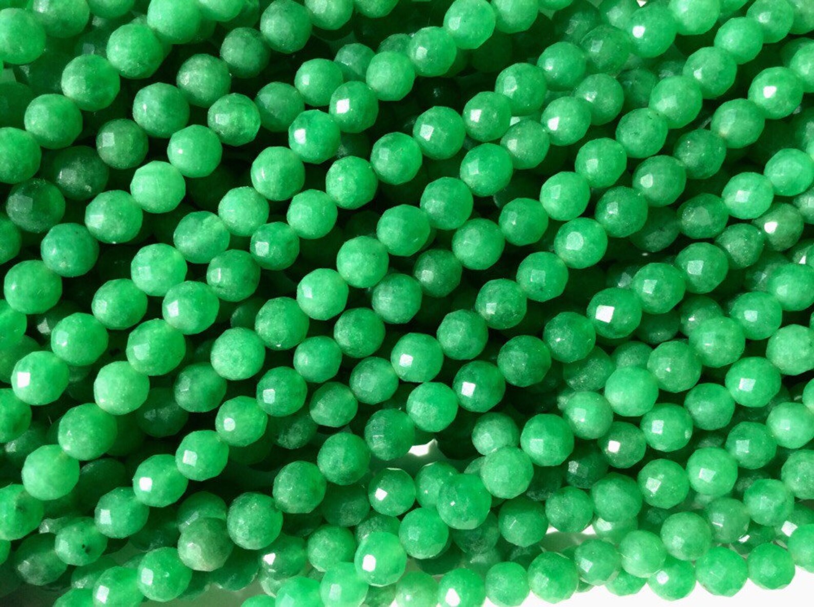 Malaysian Jade, Faceted Round Bead, Hand Cut, 6mm, 8mm or 10mm, 15 ...
