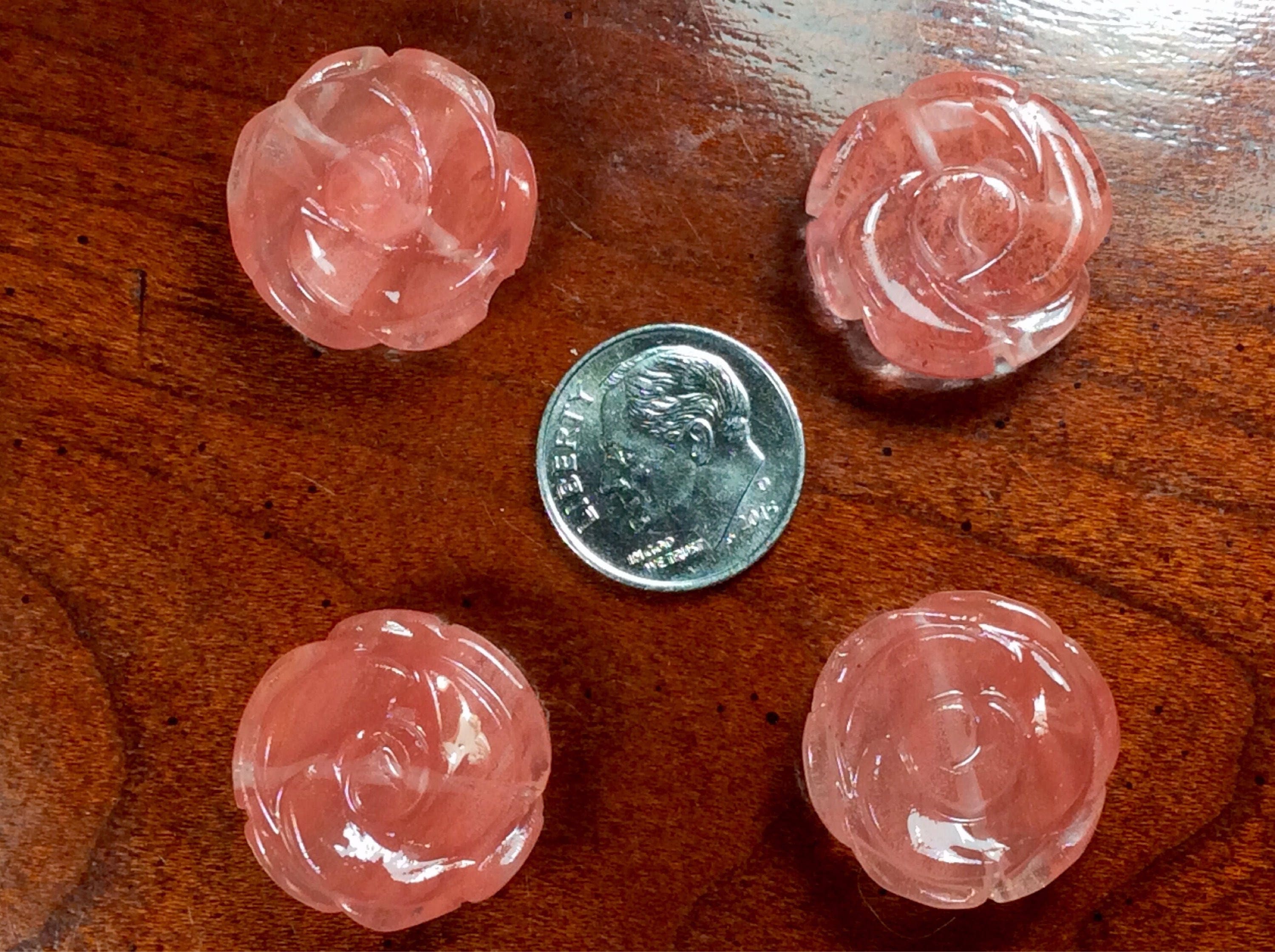 Carved Stone Flowers, Stone Roses, Pendants, Cabochon, Size 20mm ...