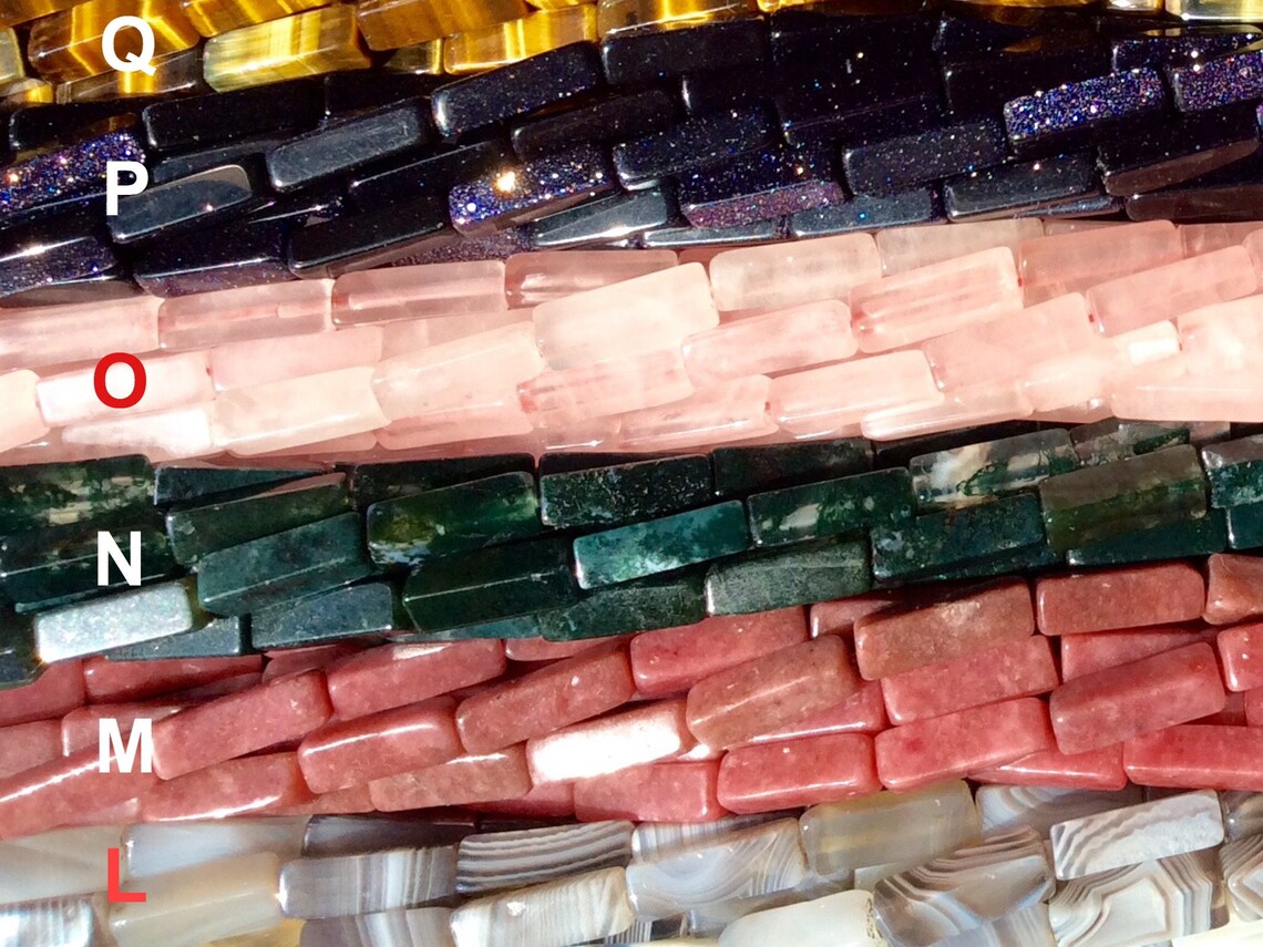 Gemstone Square Tube Bead 4x13mm Multiple Stones 21 | Etsy