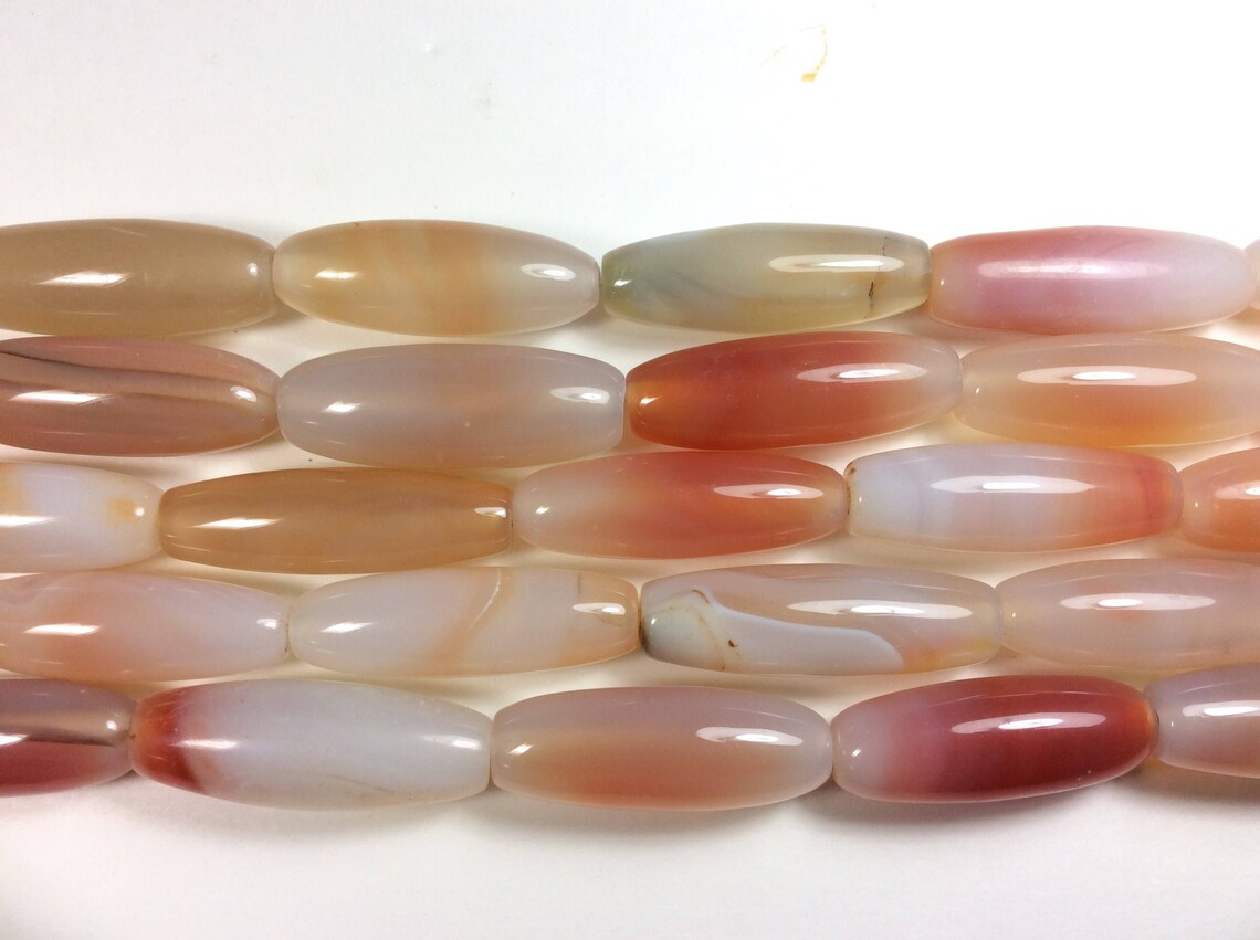 Red Agate or Milky Agate, Long Rice Beads, 12x40mm, 1.5 Mm Hole, Sold ...