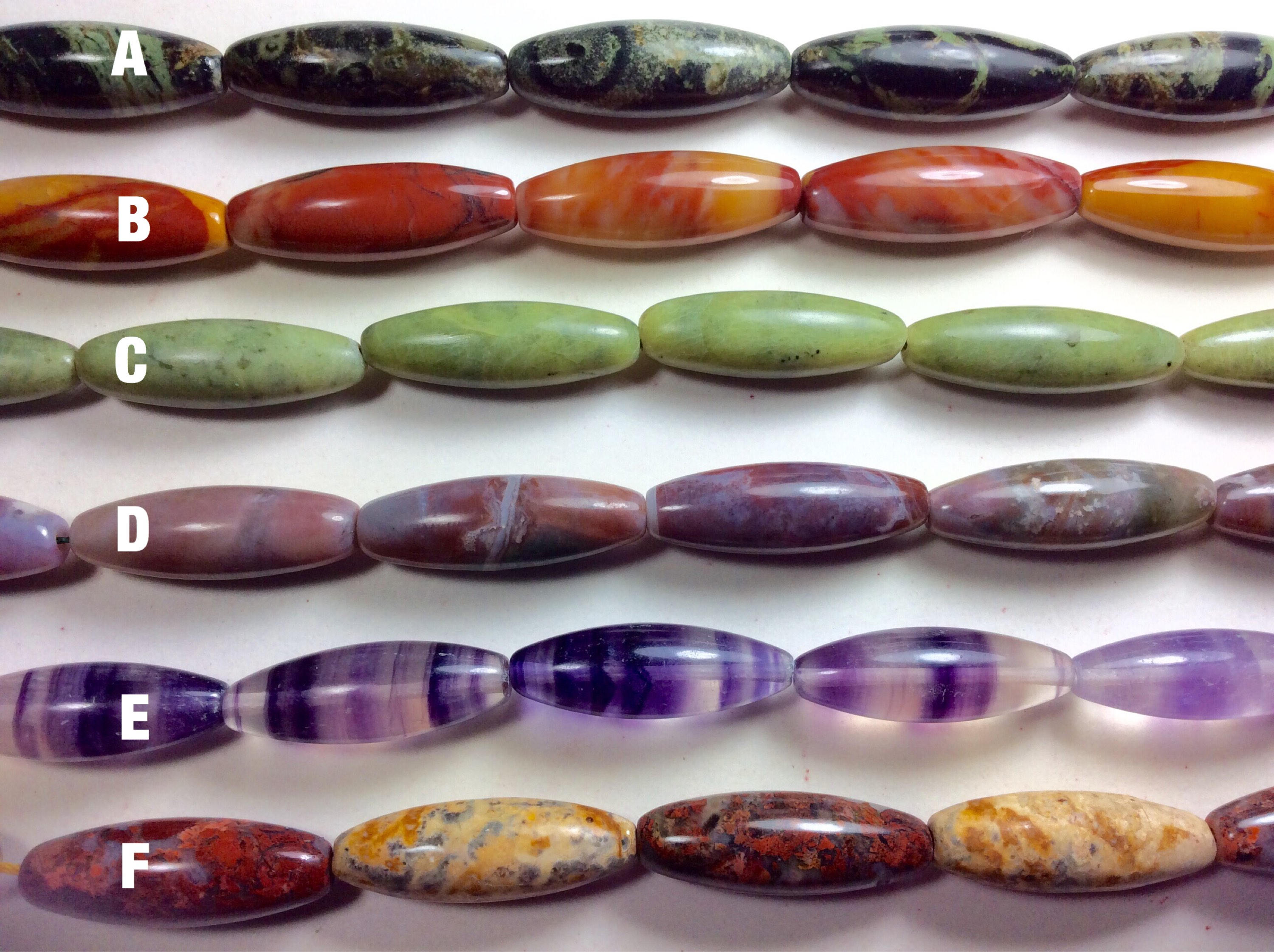 Gemstone Beads, Semi Precious Stones. 10x30mm Long Rice Bead, Smooth ...