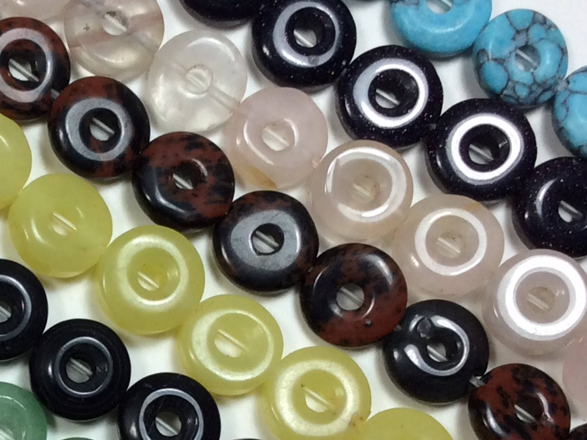 Gemstone Donuts, Mini-donut Beads, Size 8mm, Central Hole 2.5-3mm, Side ...