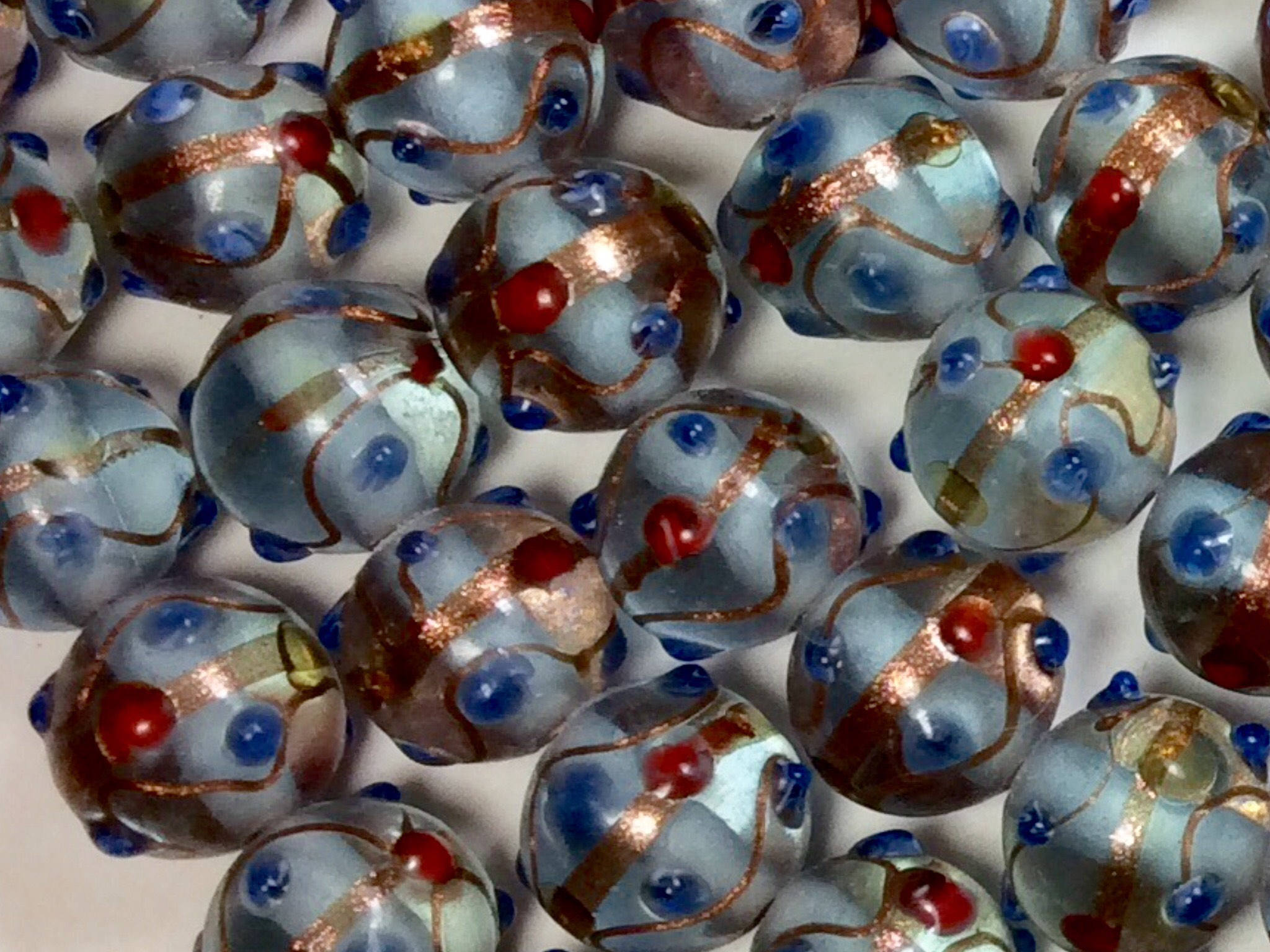 Lampwork Bumpy Beads. 13mm Round. Foil-lined With Blue Bumps - Etsy