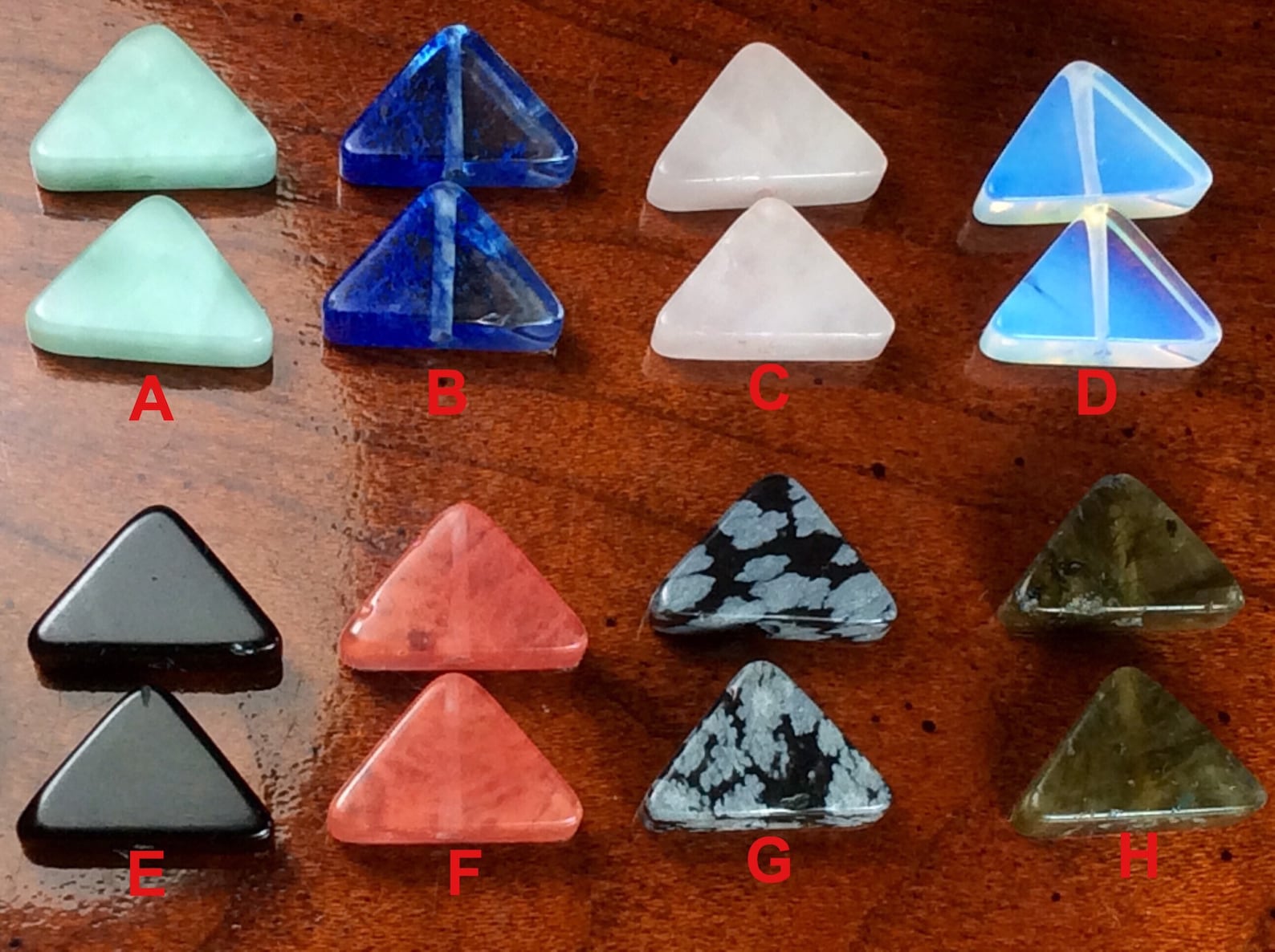 Multiple Gemstone, Isosceles Triangle Beads, 13x17mm, Thick 5mm, 1mm ...