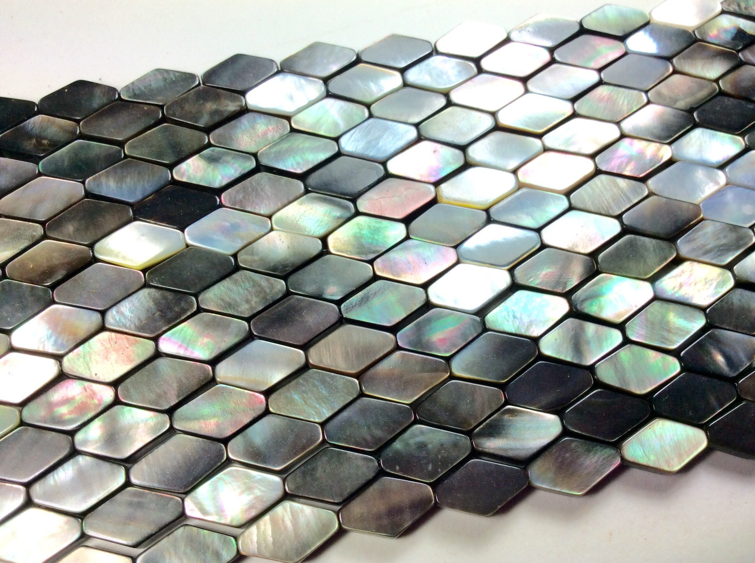 Mother-of-pearl, Black Lip Shell Beads, Organic Beads , 8x12mm Rhombus ...