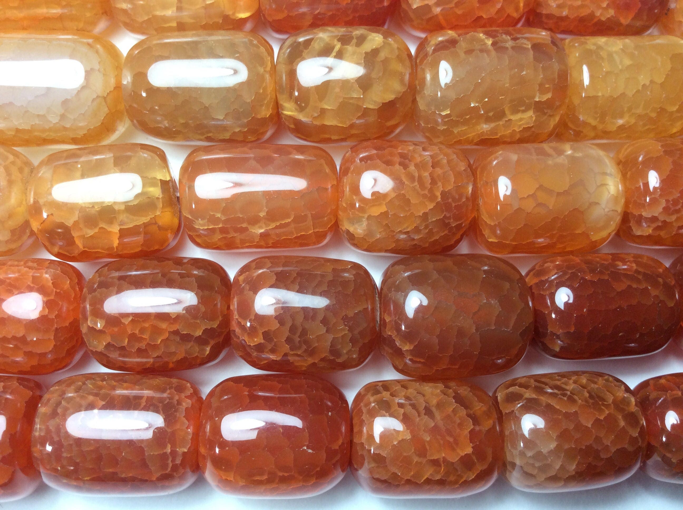 Red Agate, Fire-crackle Fancy Drum Bead, 12-15x15-20mm, 14.5 Strand ...