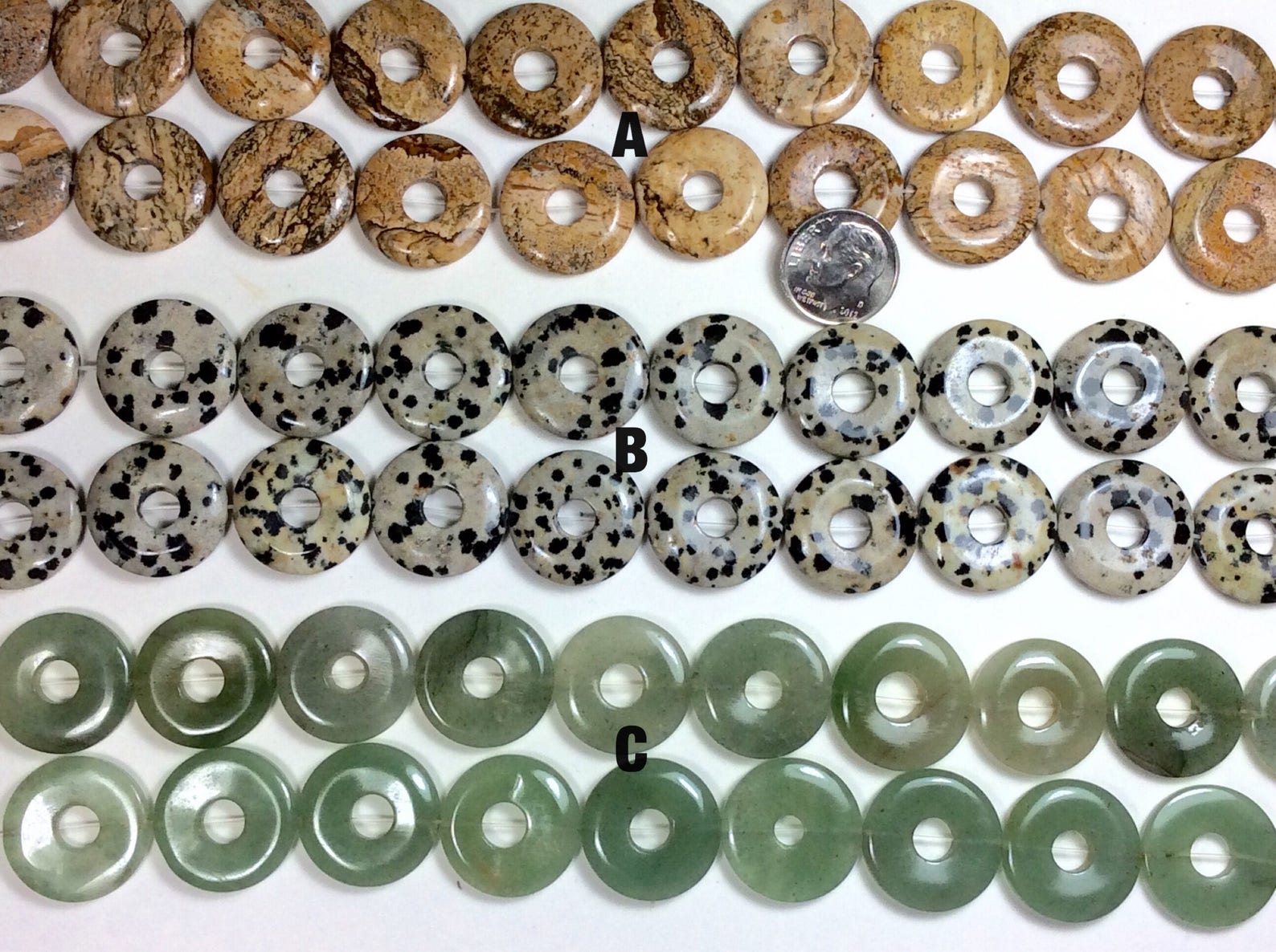 Gemstone Donuts, 18mm( With 6mm Central Hole), 1mm Side Hole, Pendants ...