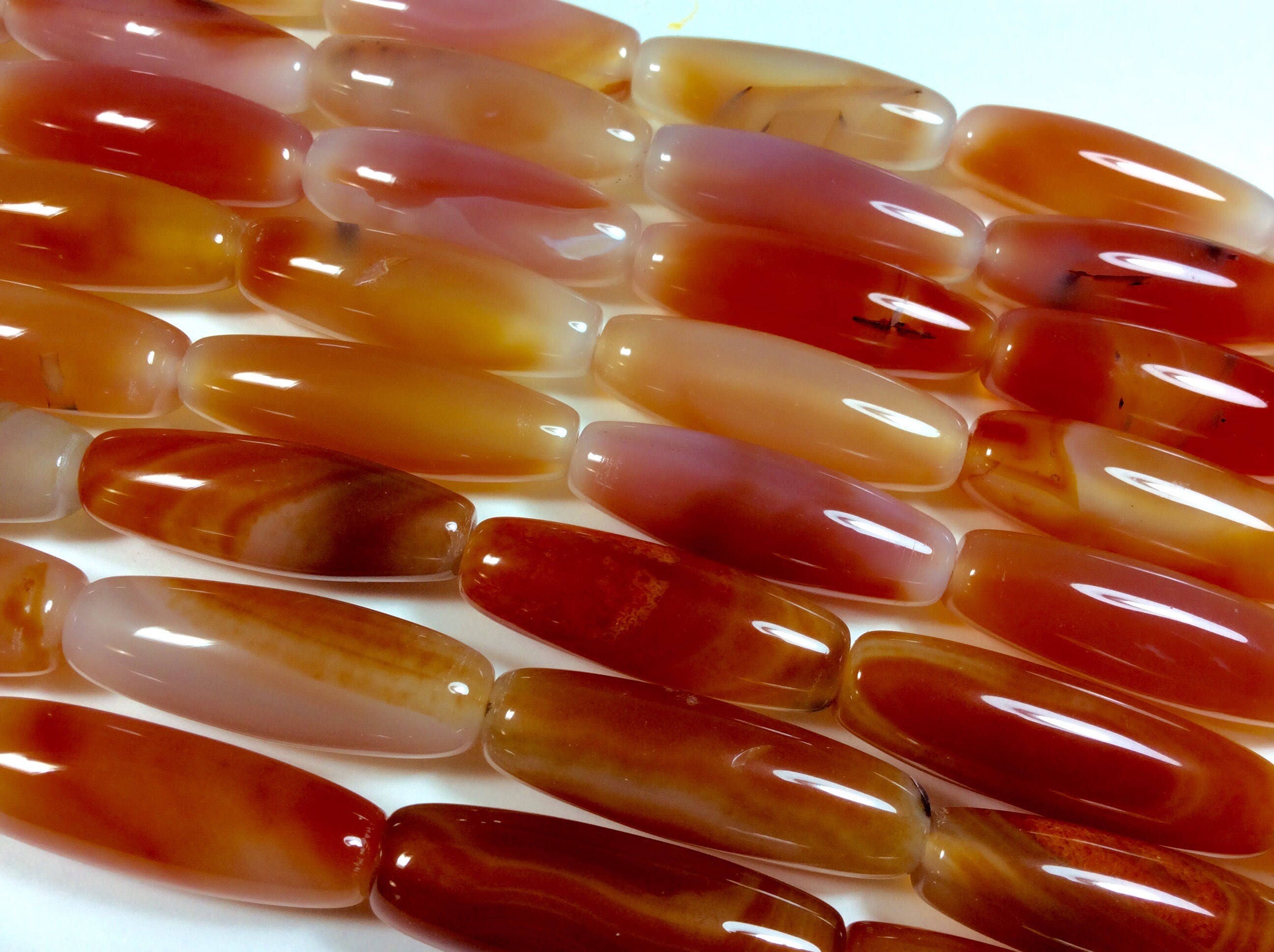 Red Agate or Milky Agate Long Rice Beads 12x40mm 1.5 Mm - Etsy