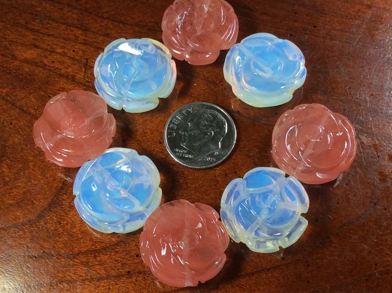 Carved Stone Flowers Stone Roses Pendants Cabochon Size - Etsy