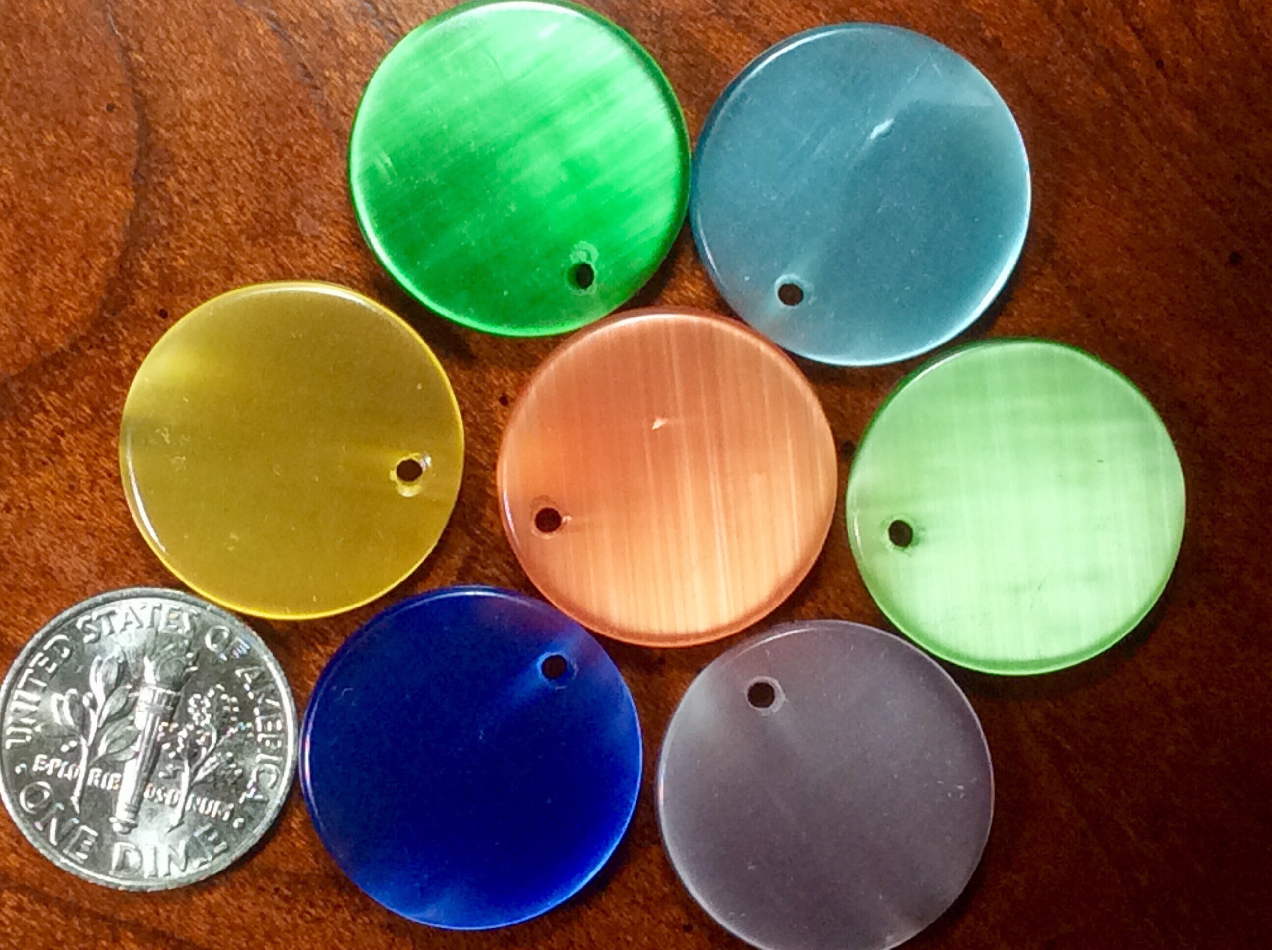 Cat's Eyes, Colorful 20mm Coins , 9 Different Colors , 1.5mm Hole. Sold ...