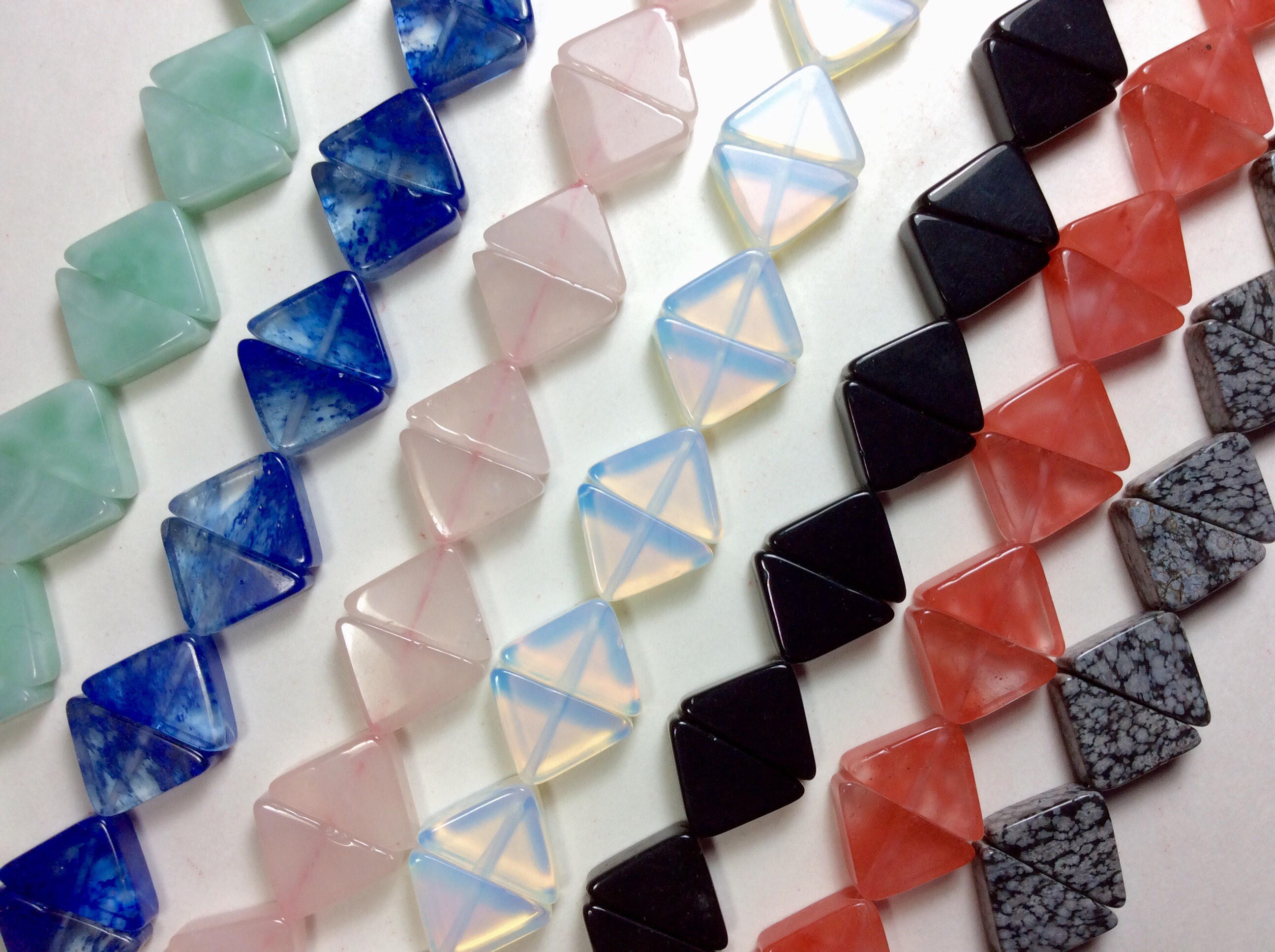 Multiple Gemstone, Isosceles Triangle Beads, 13x17mm, Thick 5mm, 1mm ...