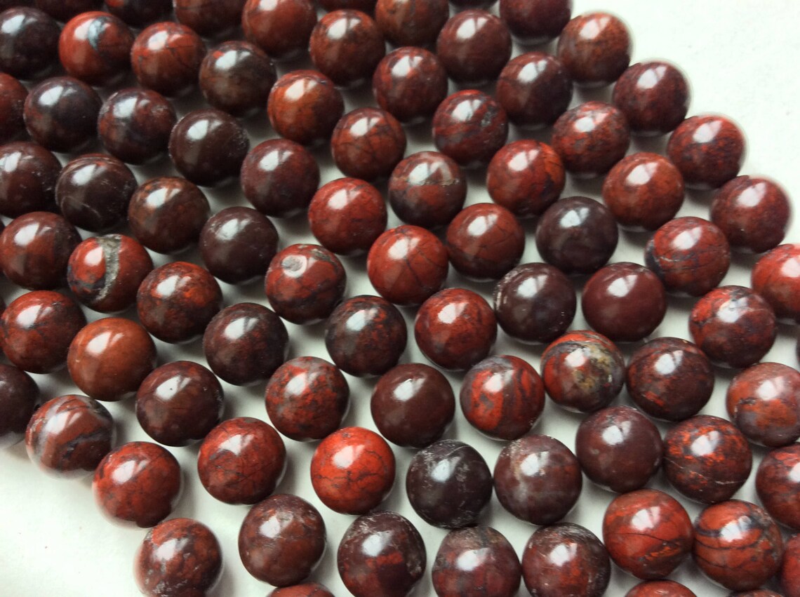 Brecciated Jasper( Also Known as Poppy Jasper), Smooth Round Bead, 6mm ...