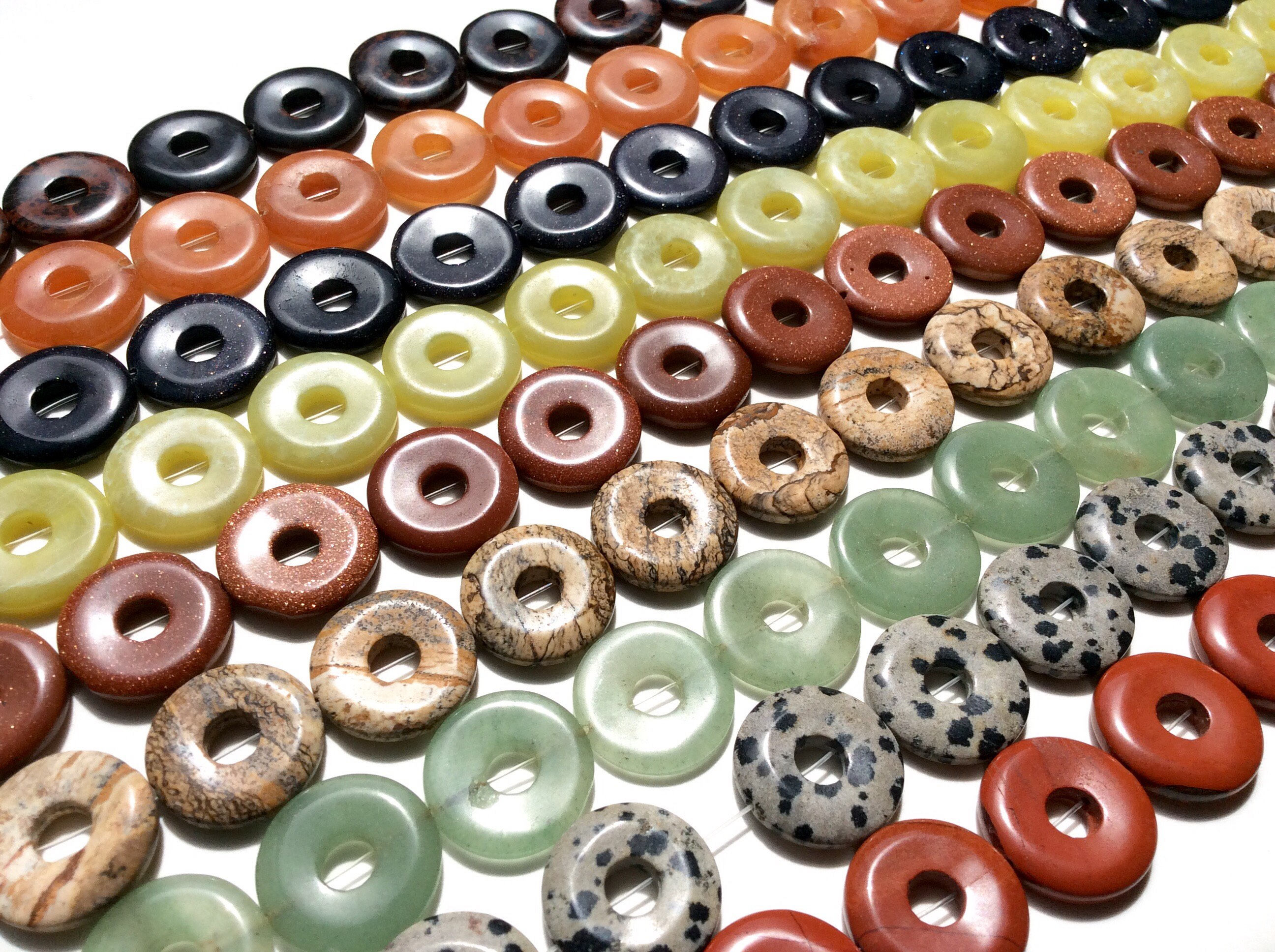 Gemstone Donuts, Mini-donut Beads, Size 8mm, Central Hole 2.5-3mm, Side ...