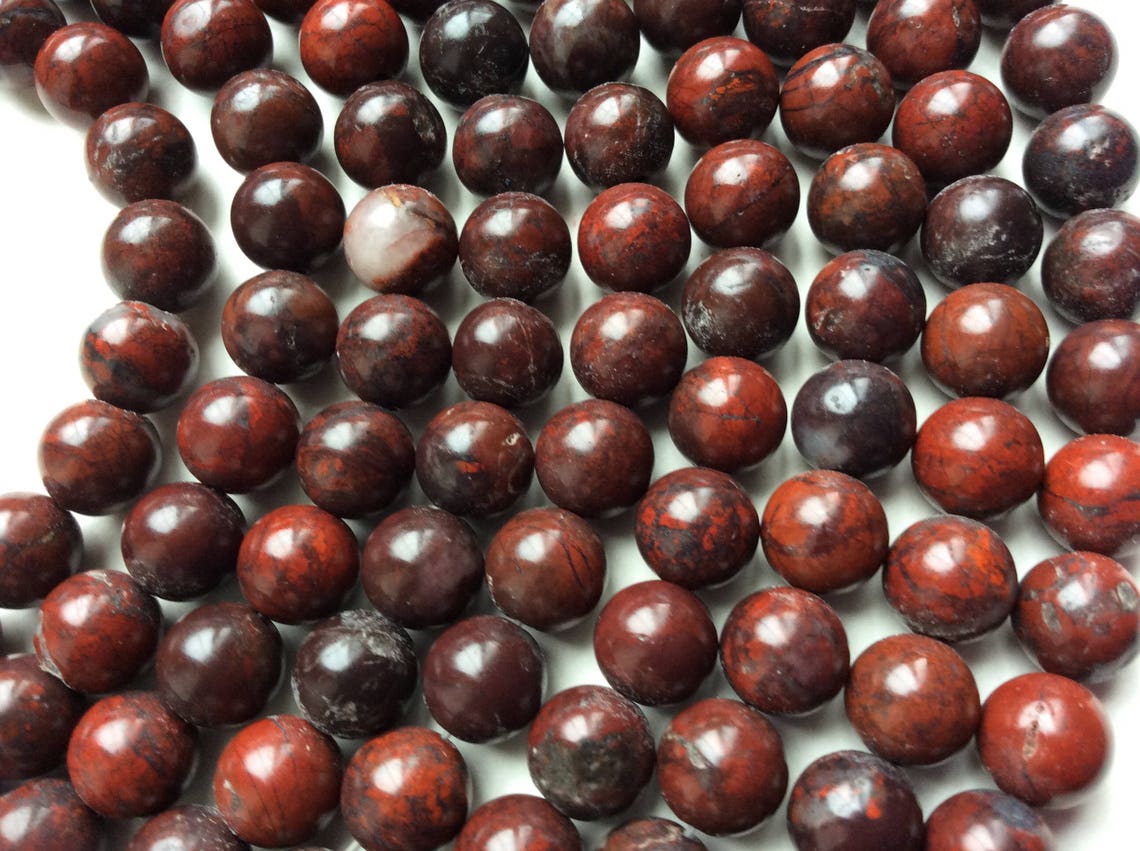 Brecciated Jasper Also Known as Poppy Jasper, Smooth Round Bead, 6mm OR ...