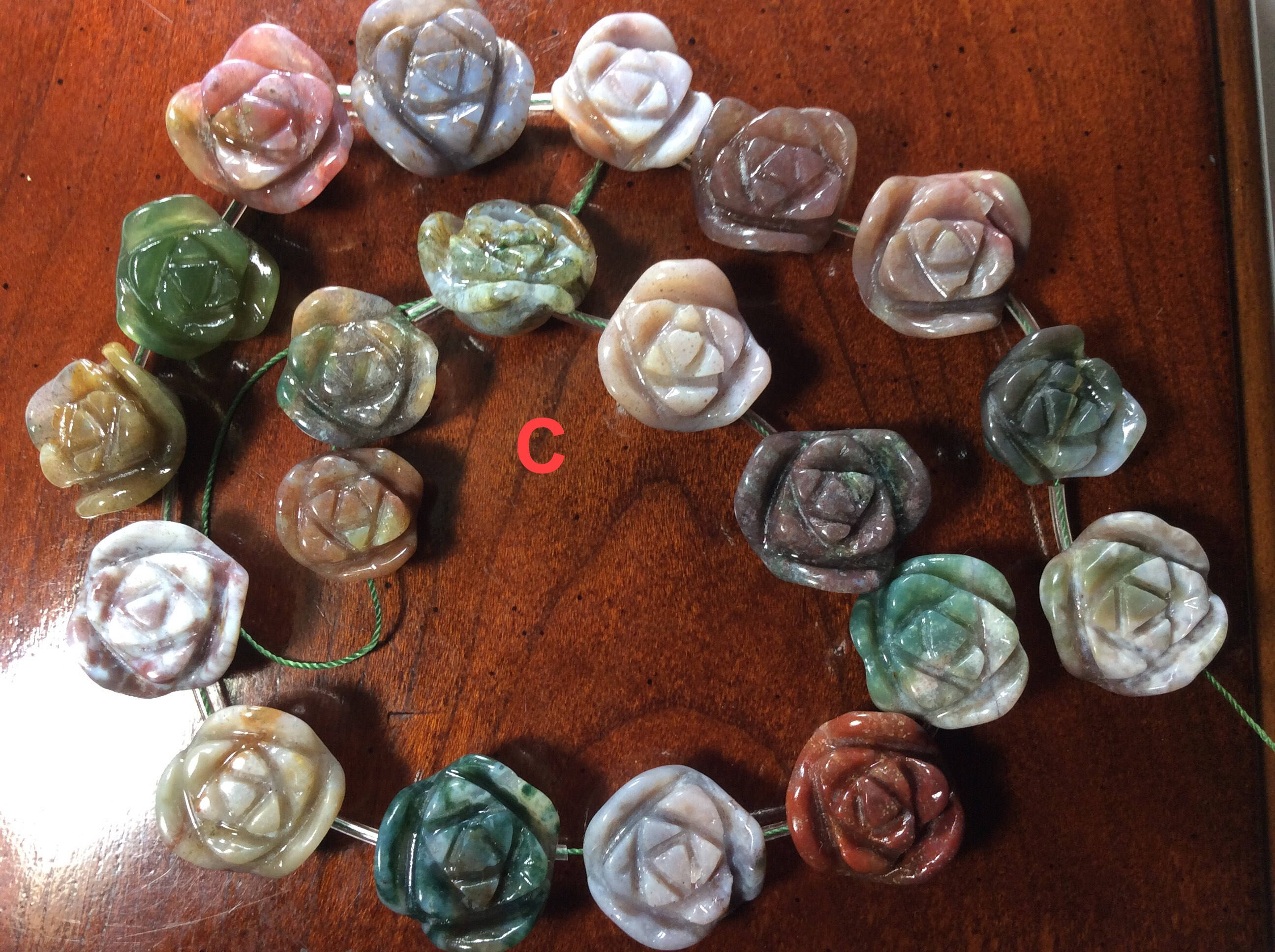 Carved Stone Tulips, Gemstone Flowers, Size 15-18mm, Height 10mm ...