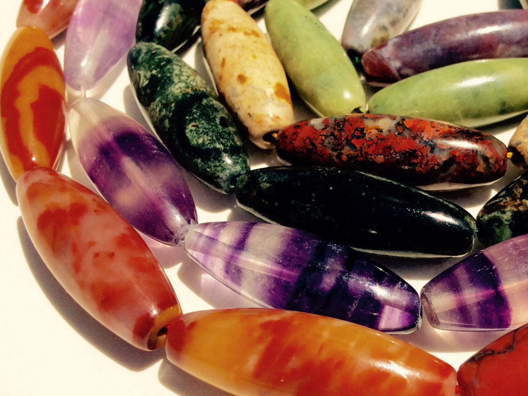 Gemstone Beads, Semi Precious Stones. 10x30mm Long Rice Bead, Smooth ...