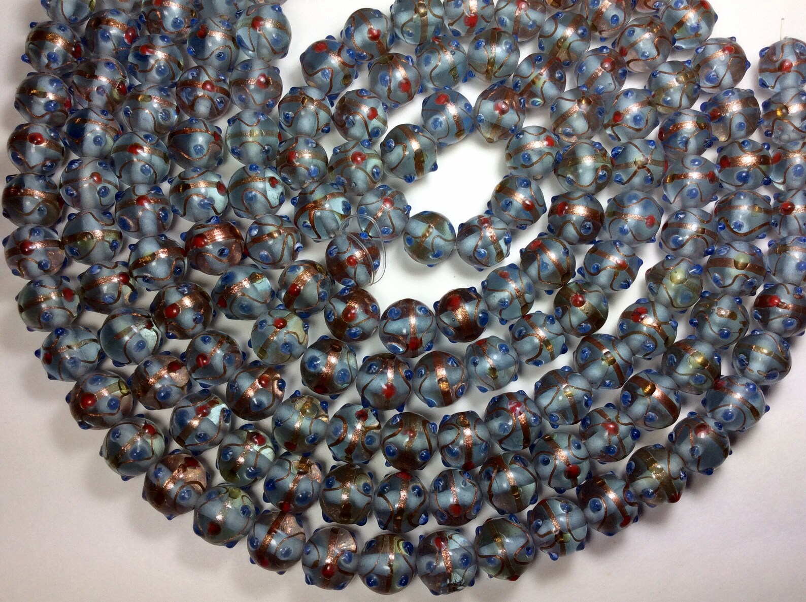 Lampwork Bumpy Beads. 13mm Round. Foil-lined With Blue Bumps - Etsy